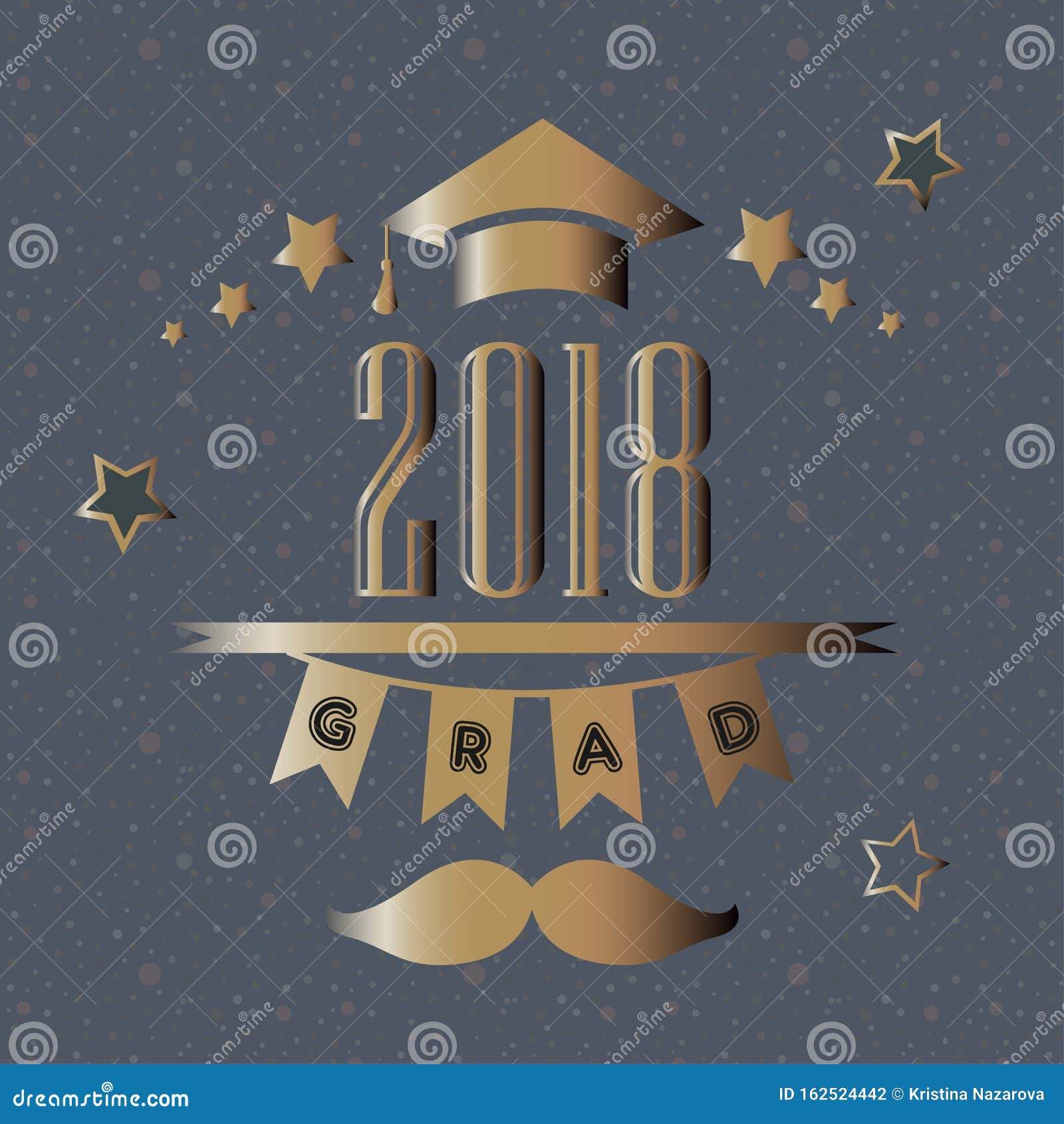 Graduation Class of 2018. Stylized Retro Card Stock Illustration ...