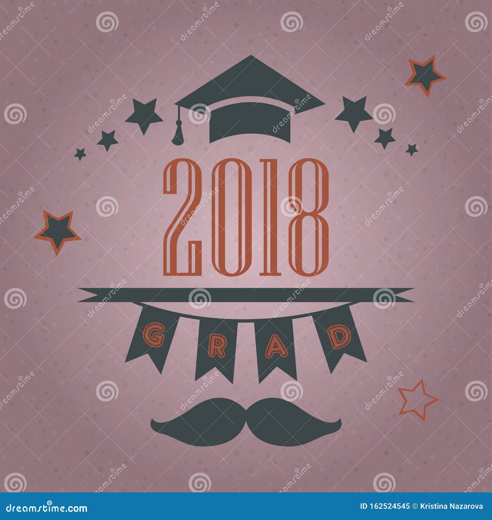 Graduation Class of 2018. Stylized Retro Card Stock Illustration ...