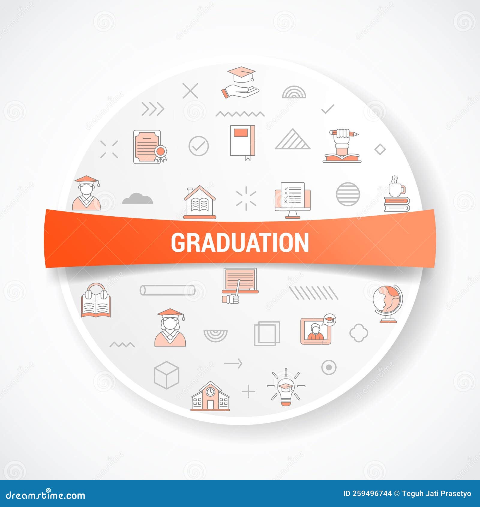 Graduation Concept with Icon Concept with Round or Circle Shape for ...