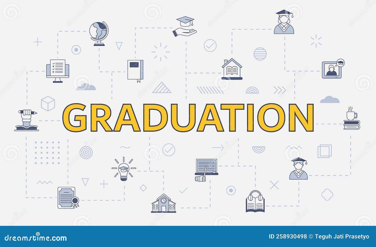 Graduation Concept with Icon Set with Big Word or Text on Center Stock ...