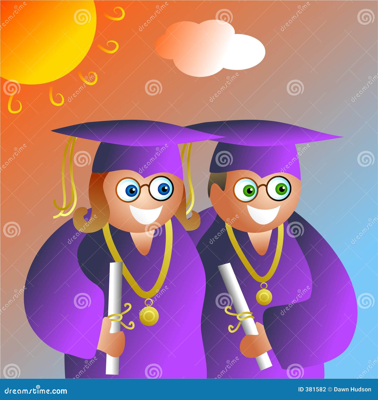 Graduation couple stock illustration. Illustration of student - 381582