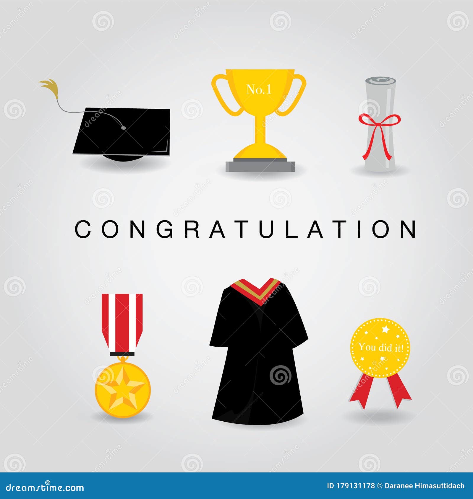 Graduation Day Vector Icon Set of Celebration and Congratulation ...