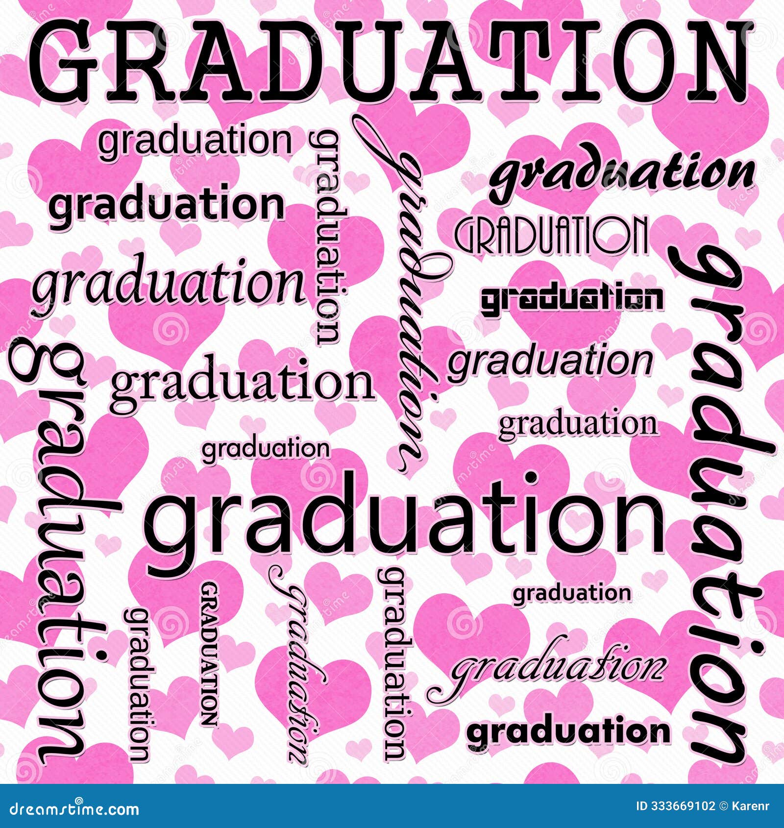 Graduation Design with Pink and White Hearts Tile Pattern Repeat ...