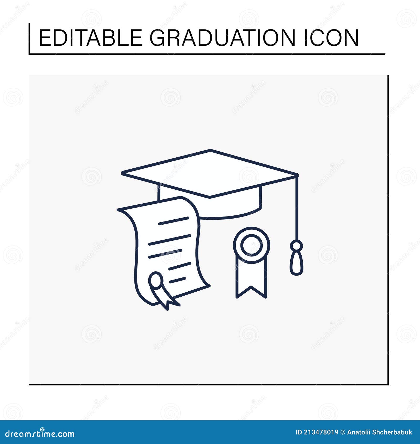 Graduation Diploma Line Icon Stock Vector - Illustration of degree ...