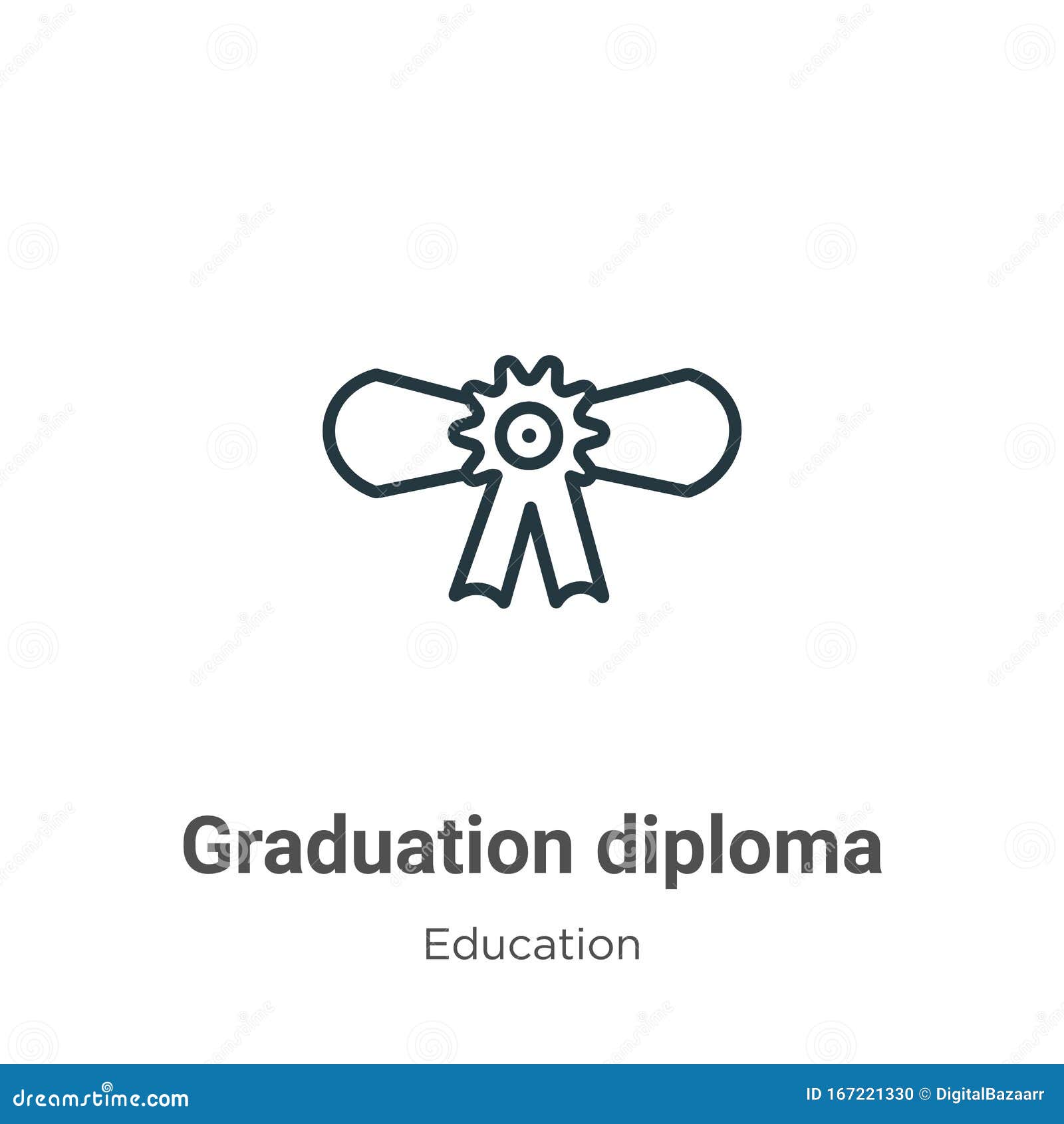 Graduation Diploma Outline Vector Icon. Thin Line Black Graduation ...