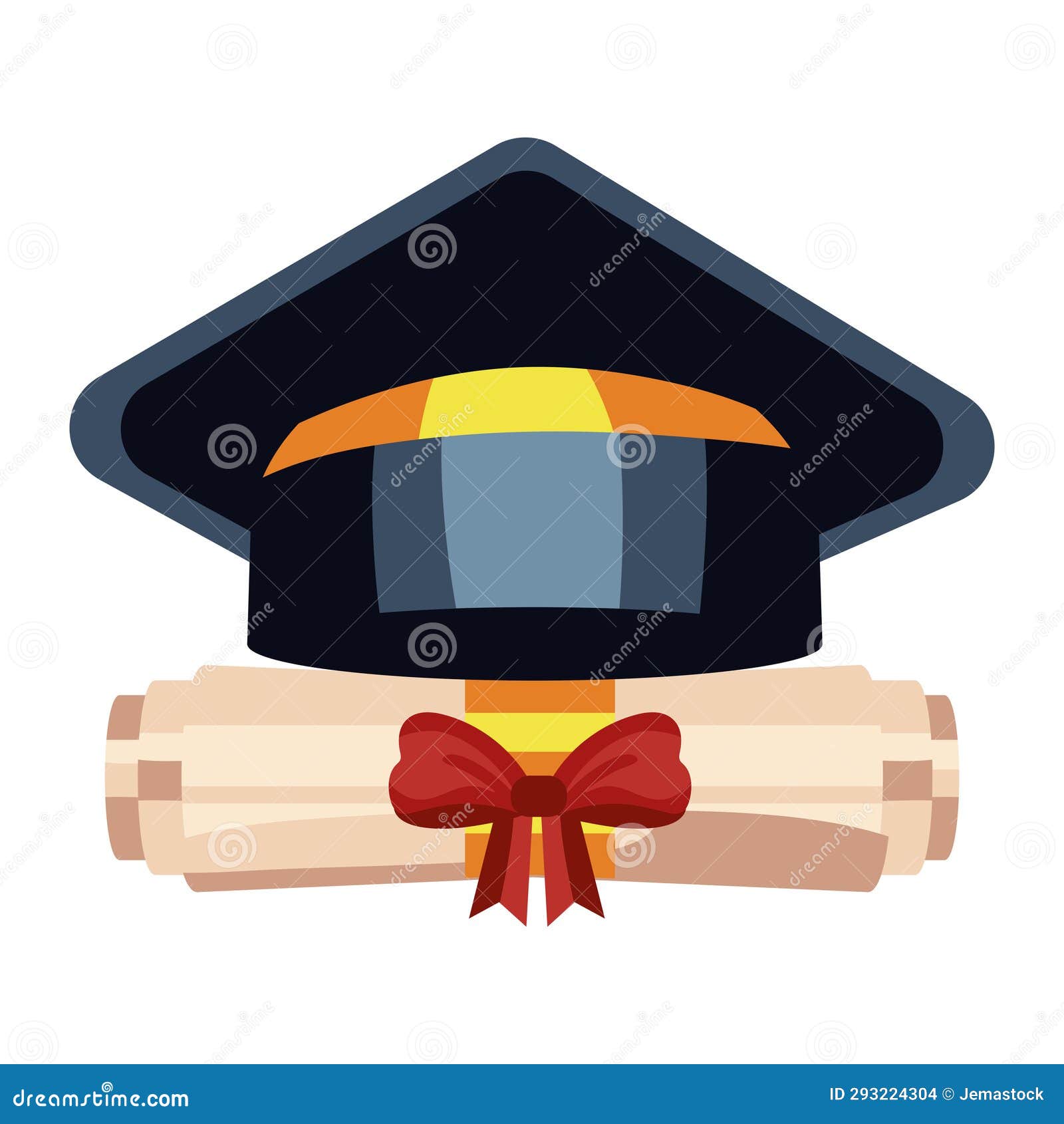 Graduation Diploma Roll and Cap Stock Illustration - Illustration of ...