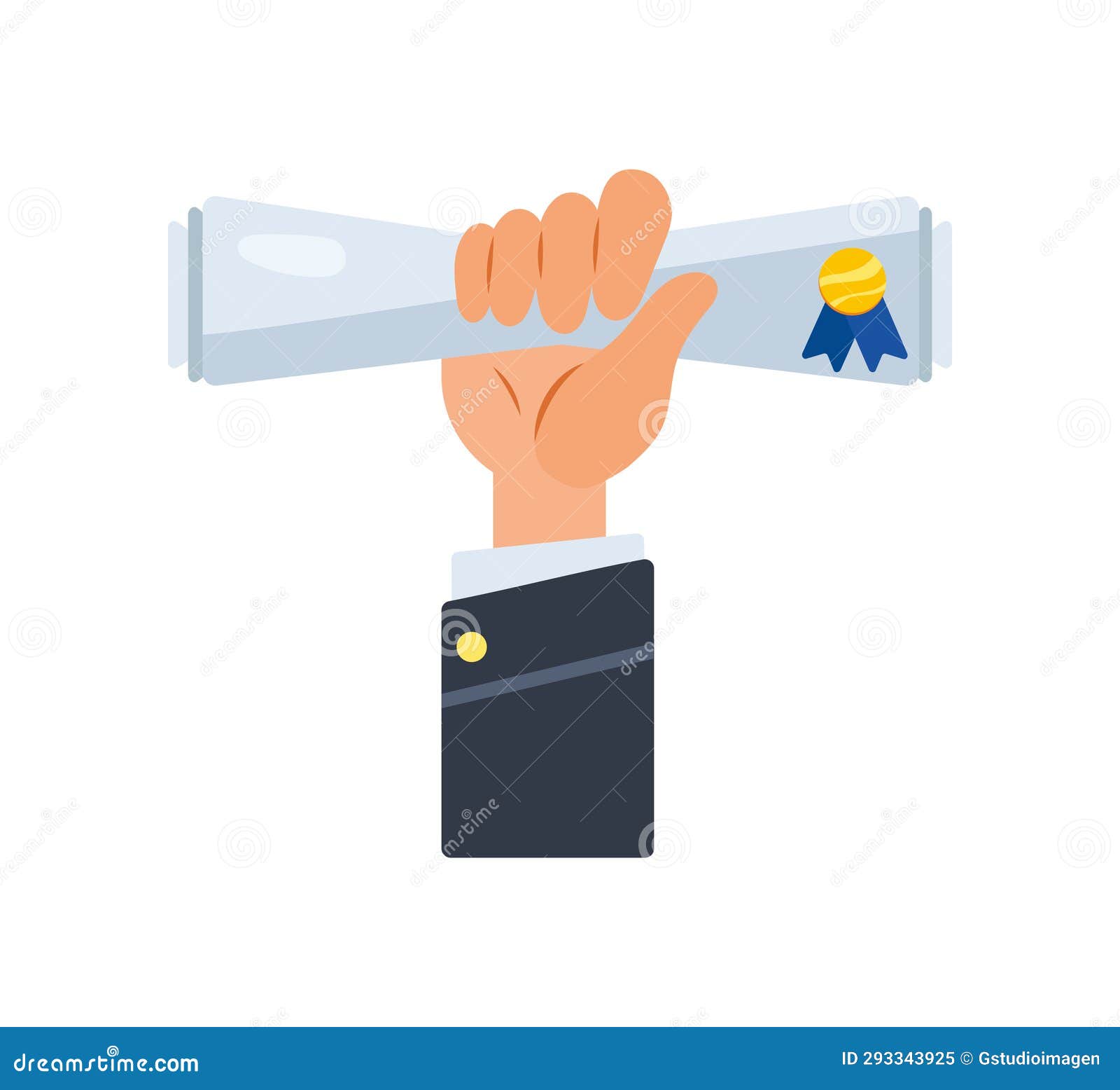 Graduation Diploma Roll in Hand Stock Vector - Illustration of ribbon ...