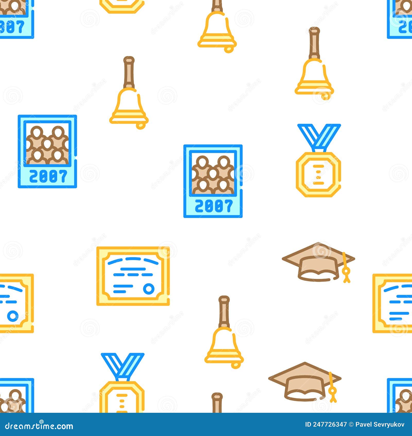 Graduation Education Vector Seamless Pattern Stock Illustration ...