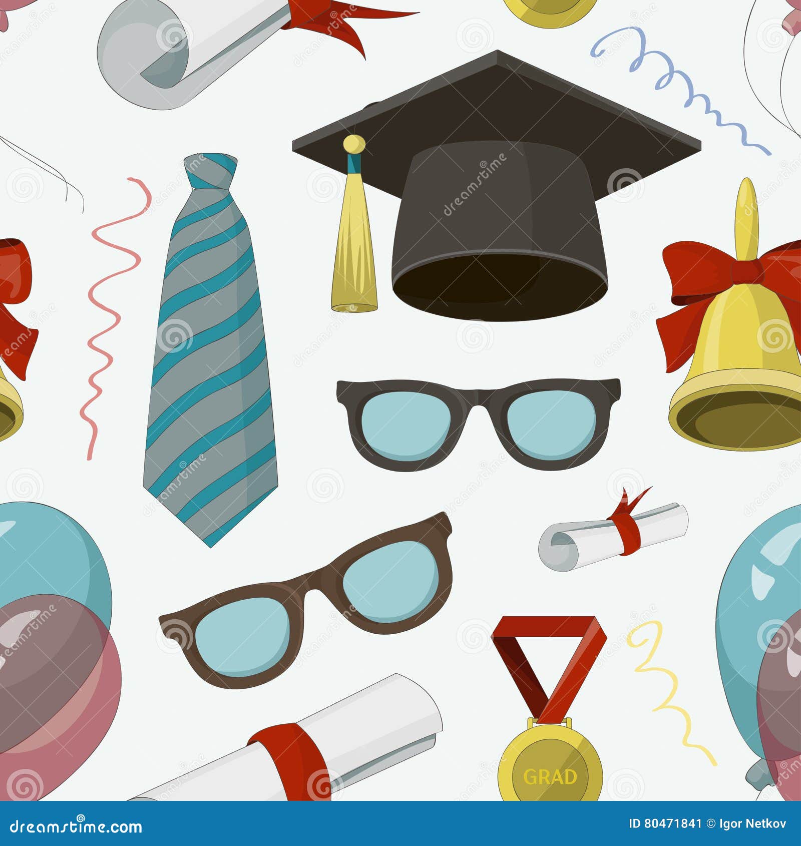 Graduation Elements Set Pattern Stock Vector - Illustration of ...