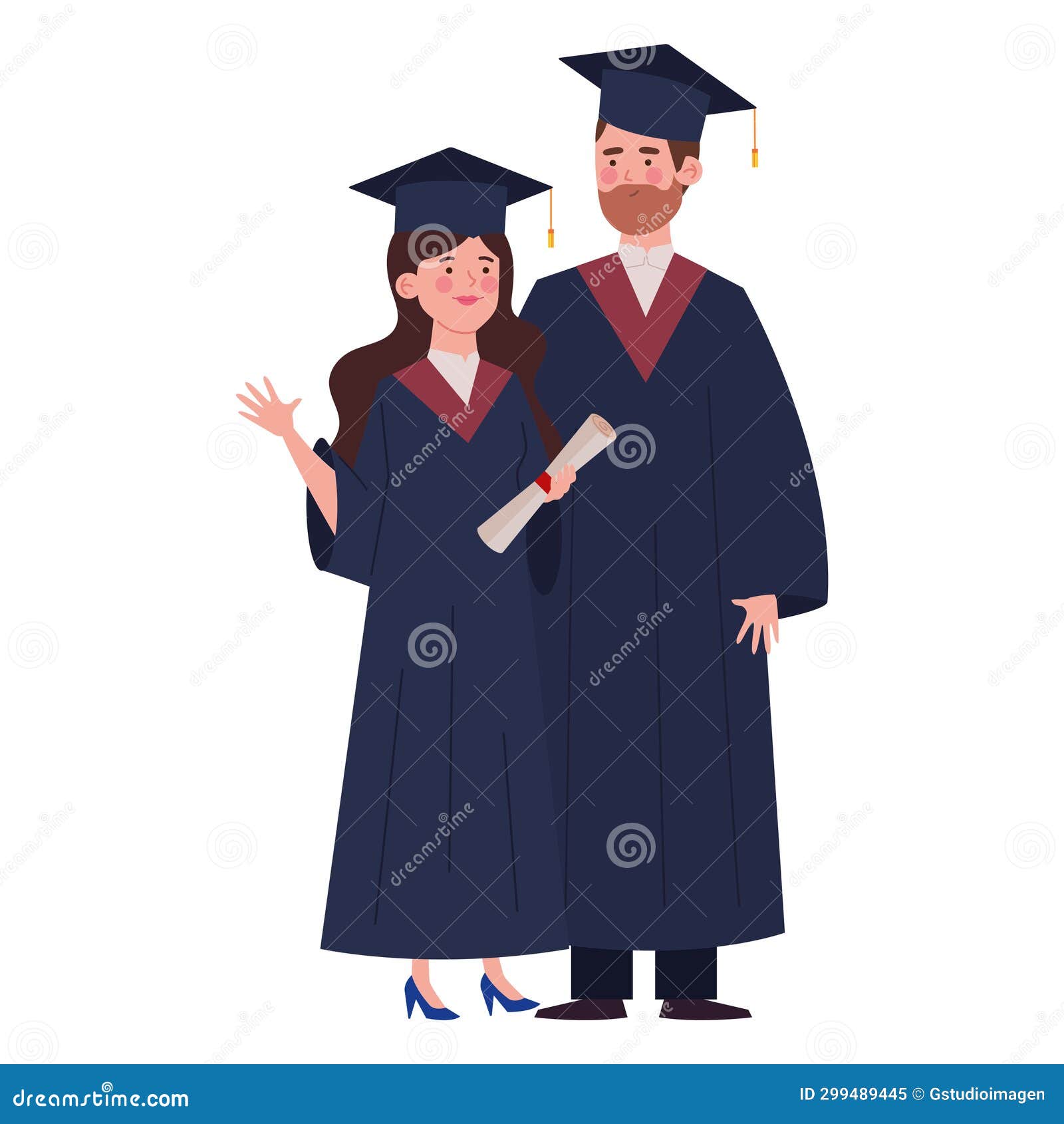 Graduation Event Teacher and Student Stock Illustration - Illustration ...