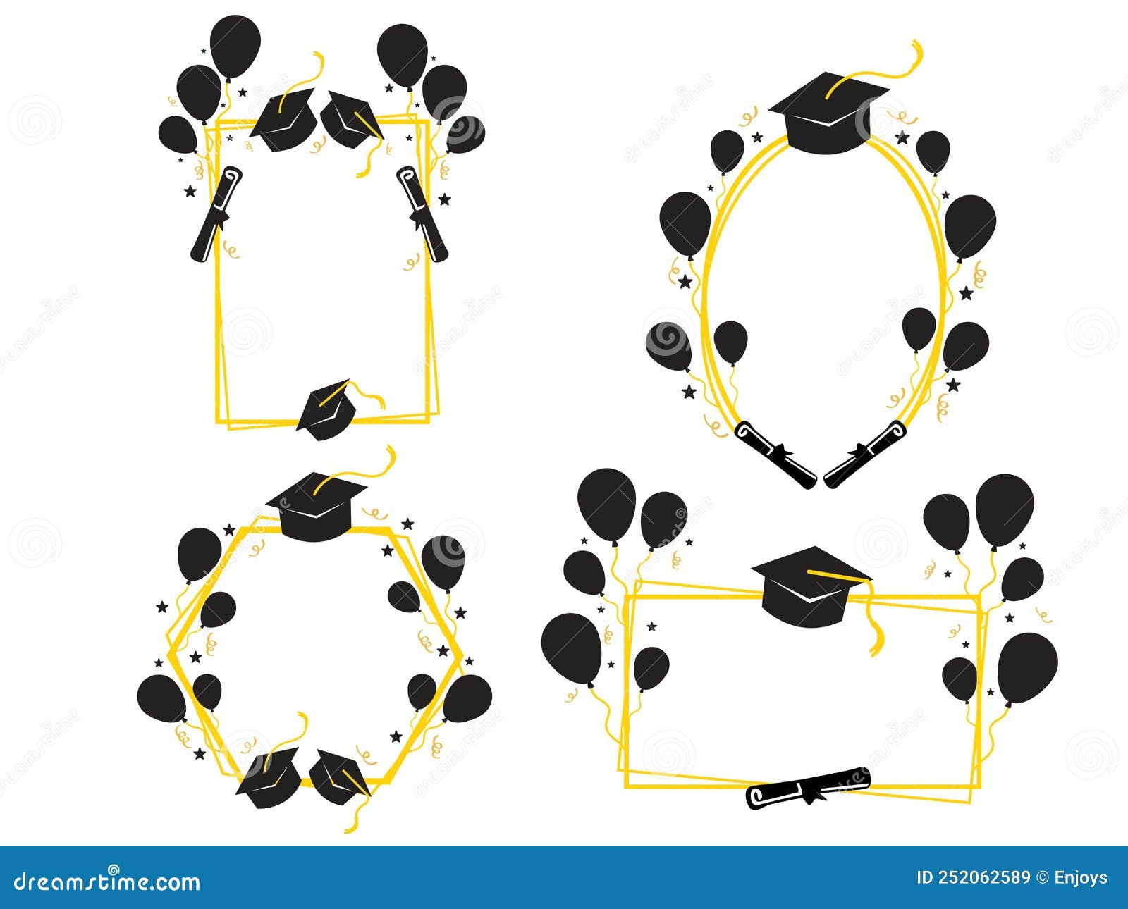 Graduation Frames With Academic Caps, Photo Booth Props. Graduate ...