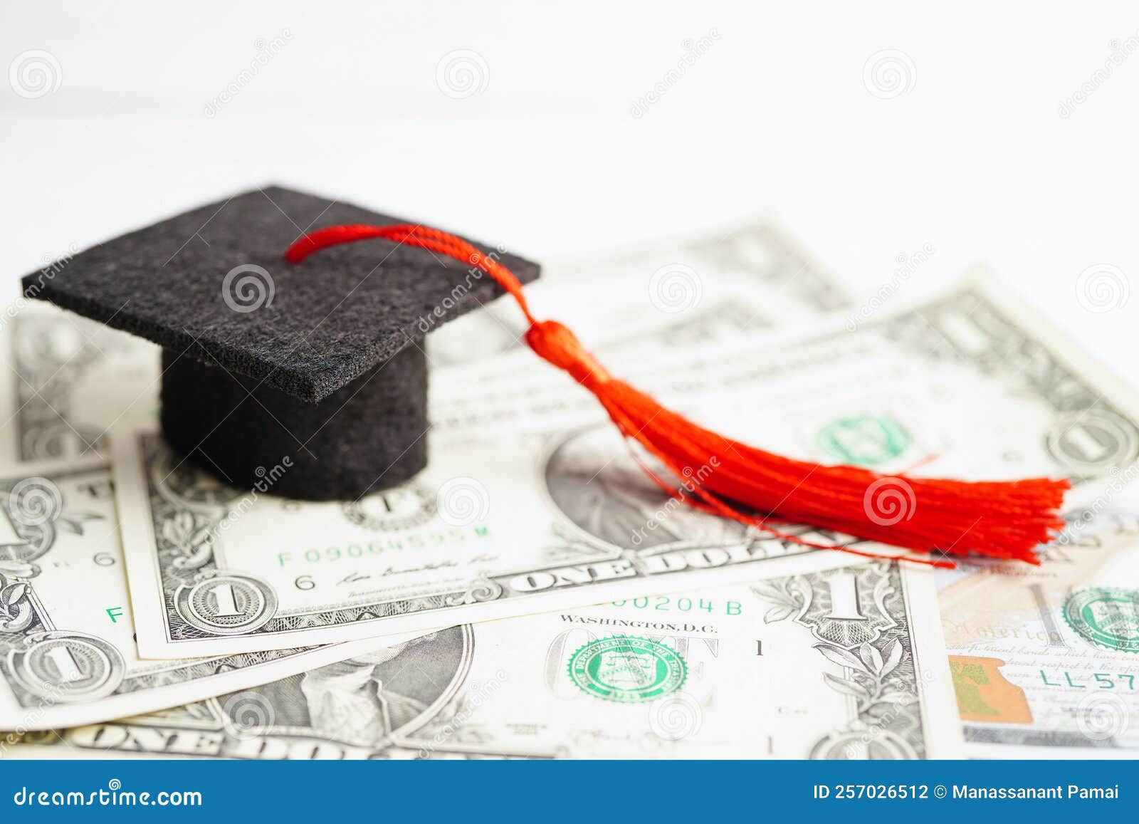 Graduation Gap Hat on US Dollar Banknotes Money, Education Study Fee ...