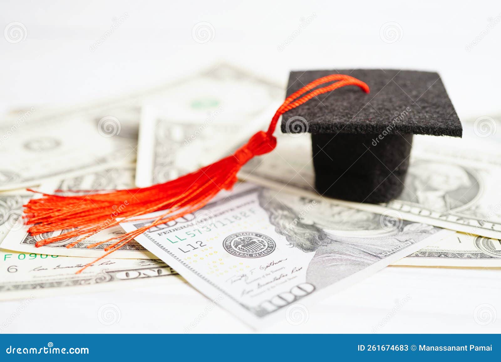 Graduation Gap Hat on US Dollar Banknotes Money, Education Study Fee ...