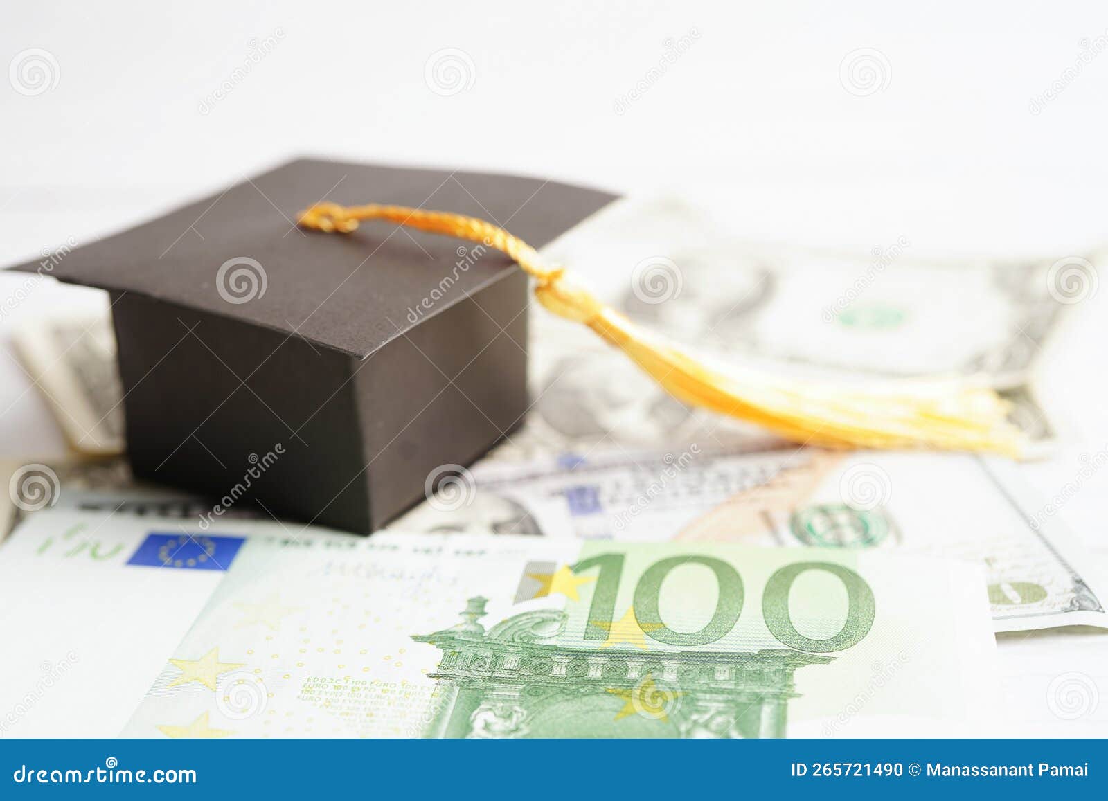 Graduation Gap Hat on US Dollar Banknotes Money, Education Study Fee ...