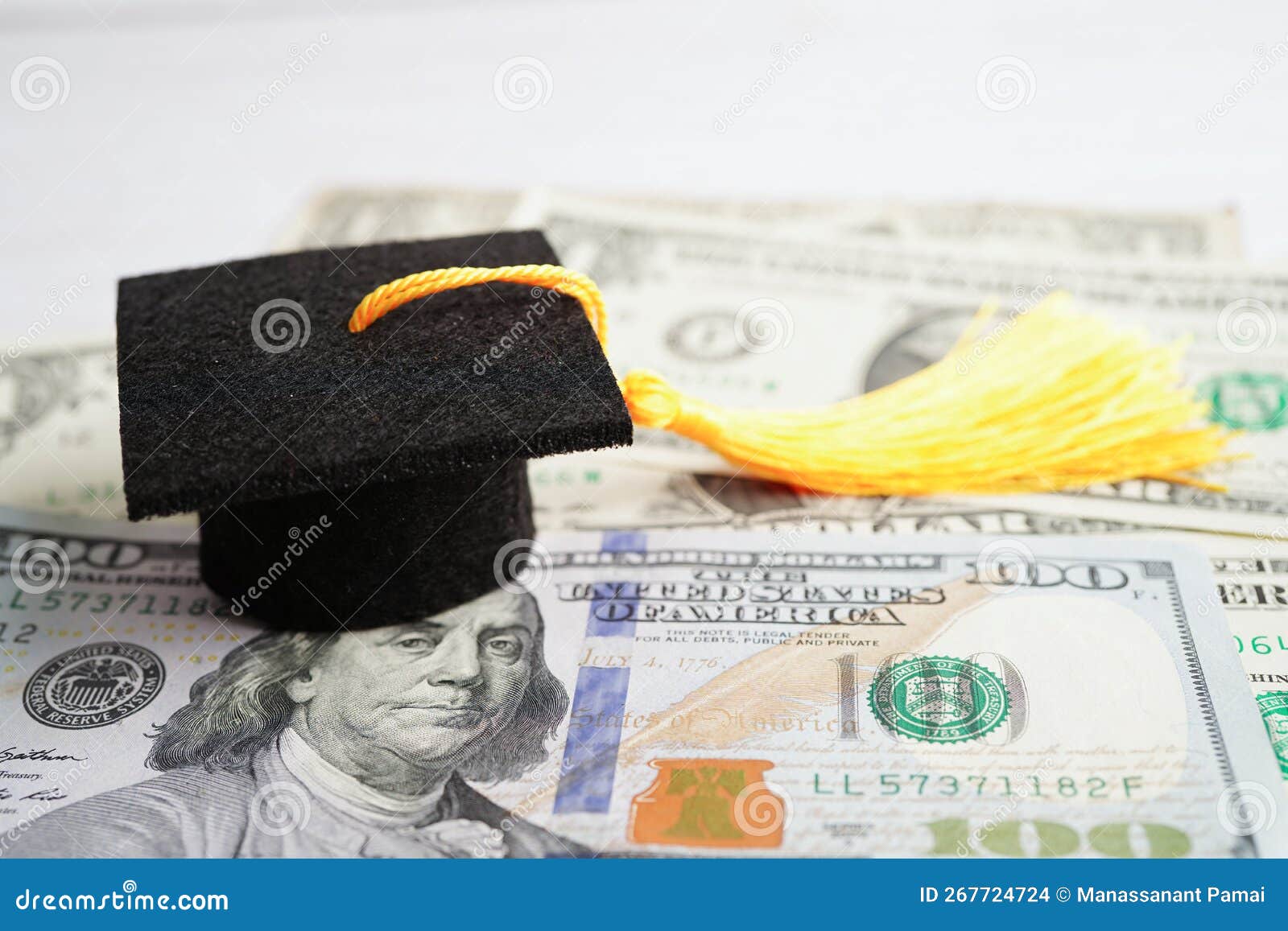 Graduation Gap Hat on US Dollar Banknotes Money, Education Study Fee ...
