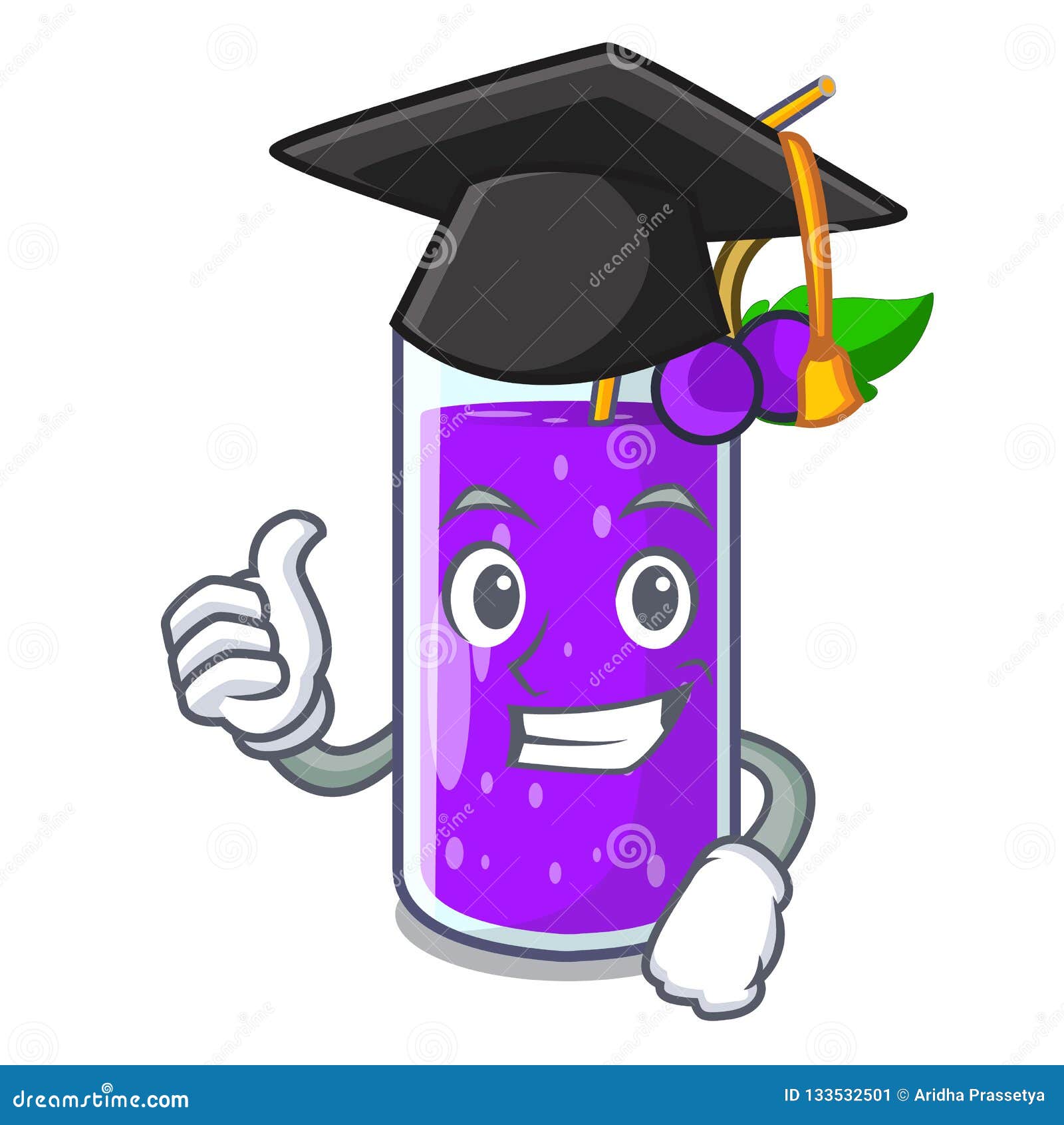 Graduation Glass Grape Juice on Character Table Stock Vector ...
