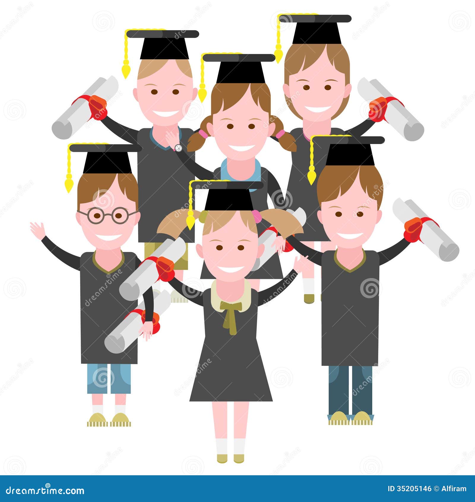 Graduation group of kids stock vector. Illustration of girls - 35205146