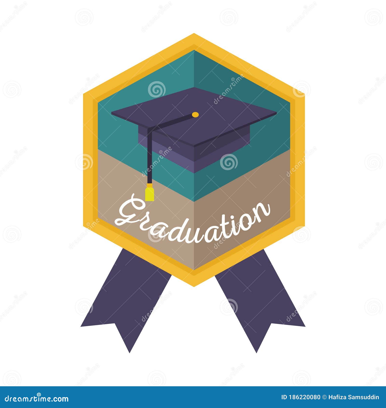 Graduation Hat Badge. Vector Illustration Decorative Design Stock ...