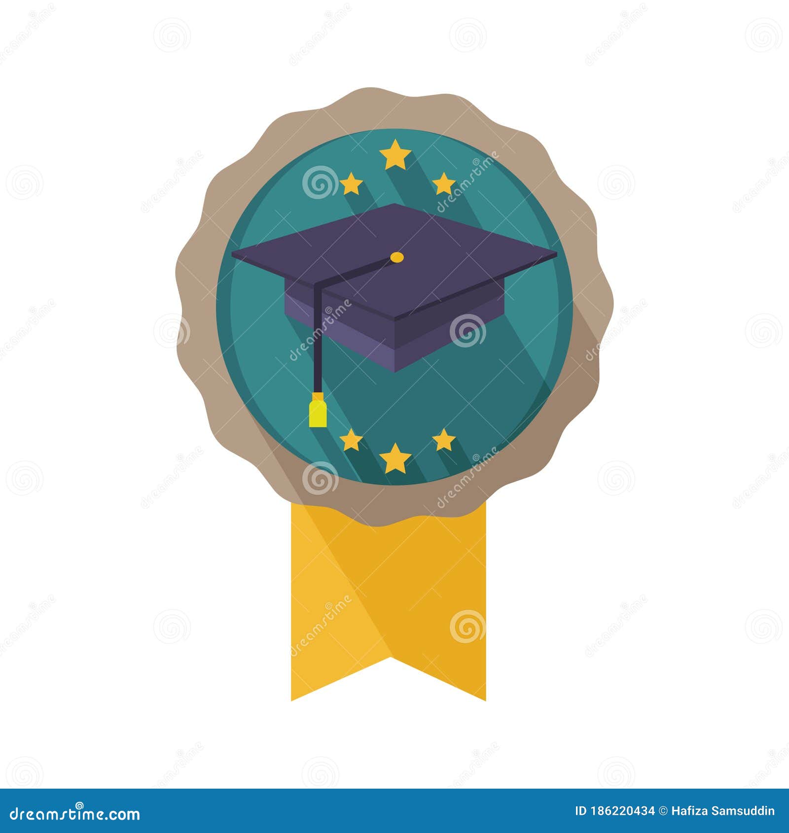 Graduation Hat Badge. Vector Illustration Decorative Design Stock ...