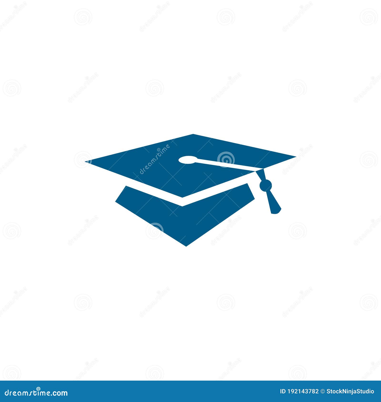 Graduation Hat Blue Icon on White Background. Blue Flat Style Vector ...