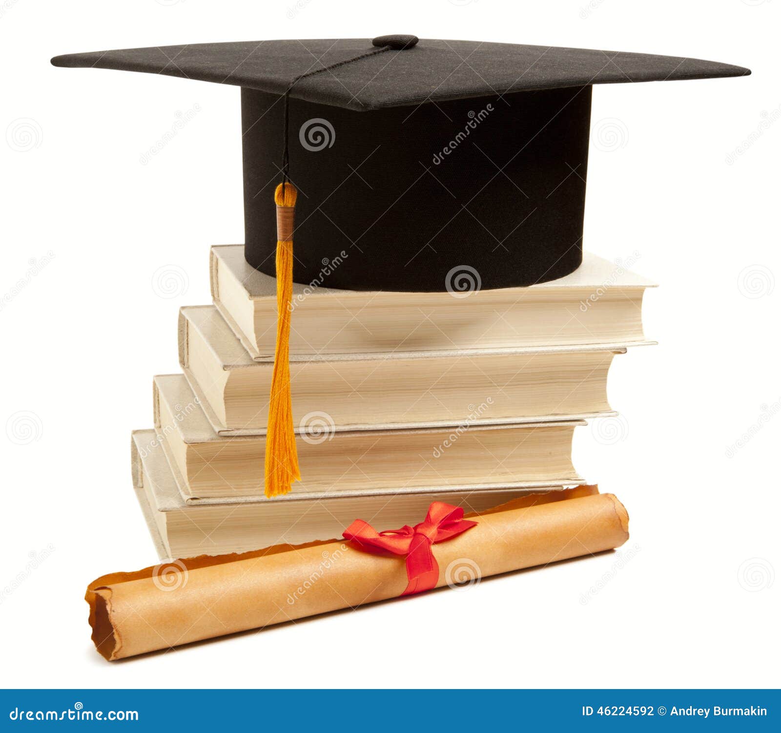 Graduation Hat, Book and Diploma Stock Photo - Image of back, academic ...
