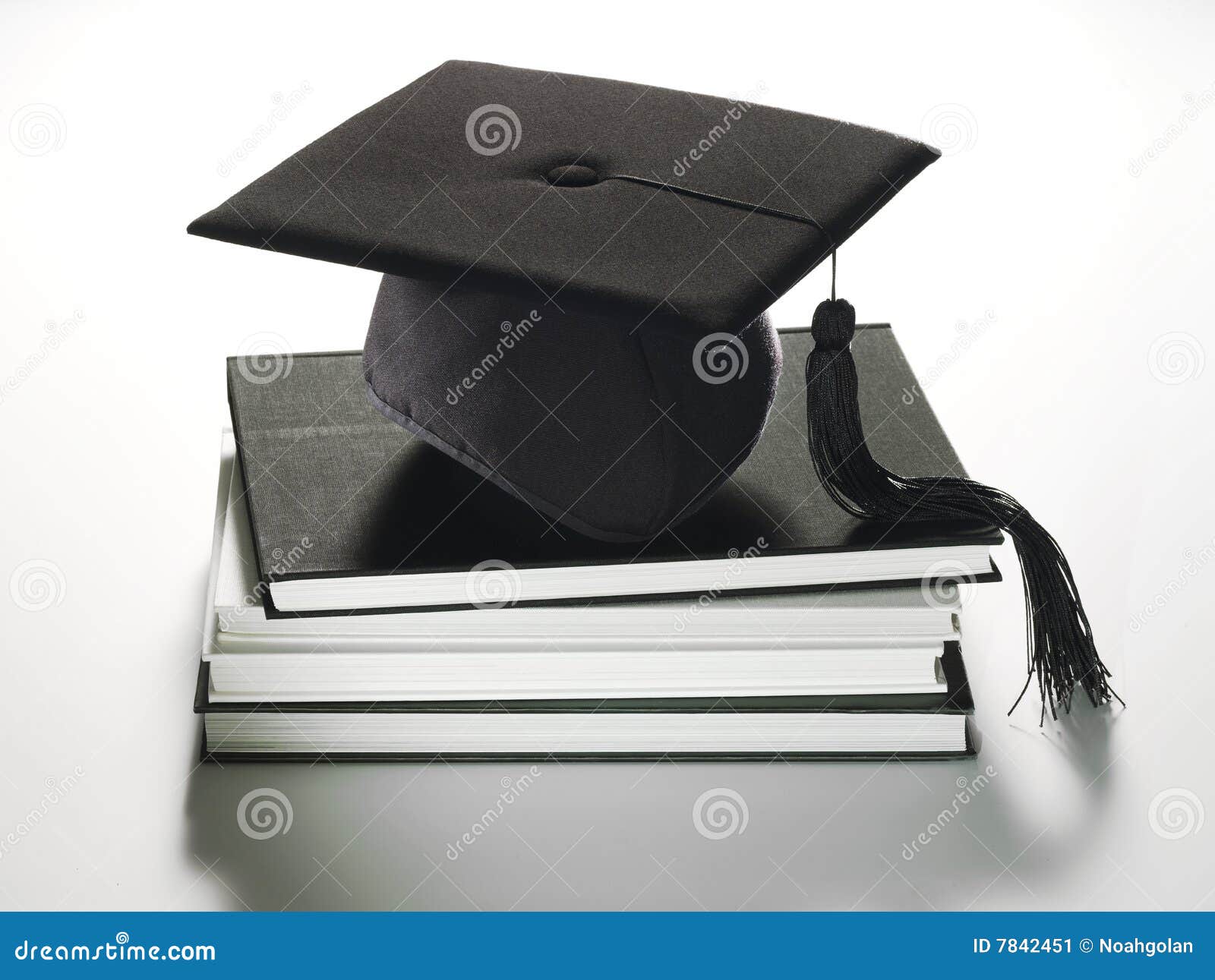 Graduation hat on books stock image. Image of senior, education - 7842451