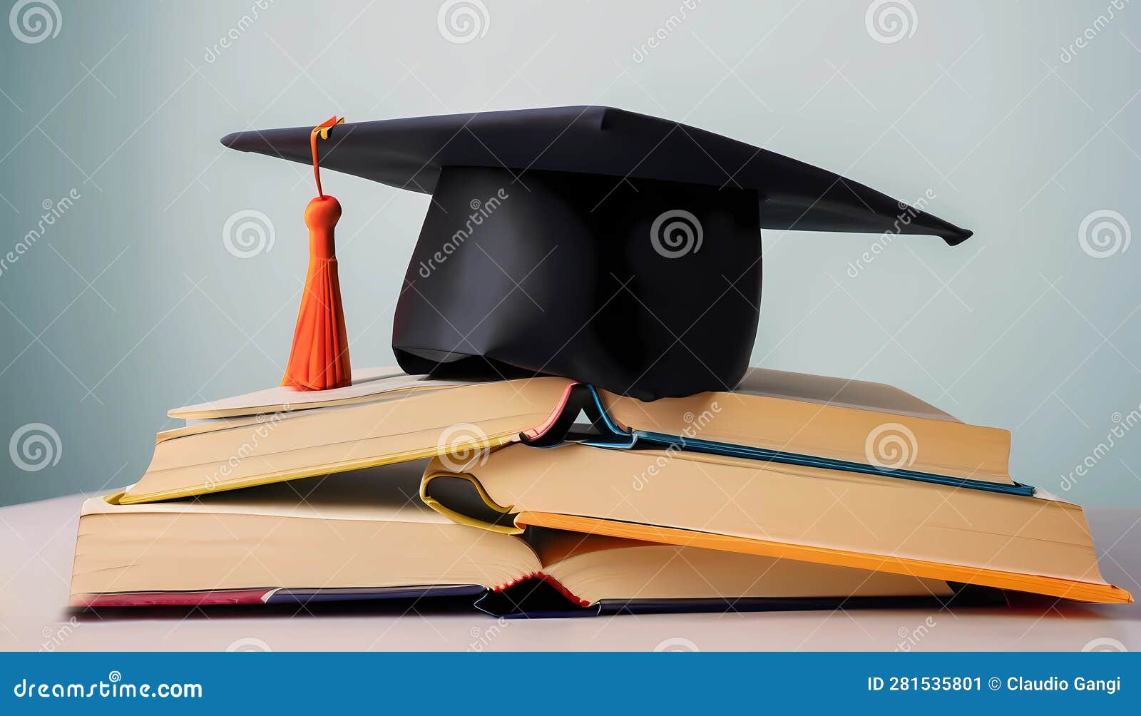 Graduation Hat and Books , Concept Stock Illustration - Illustration of ...