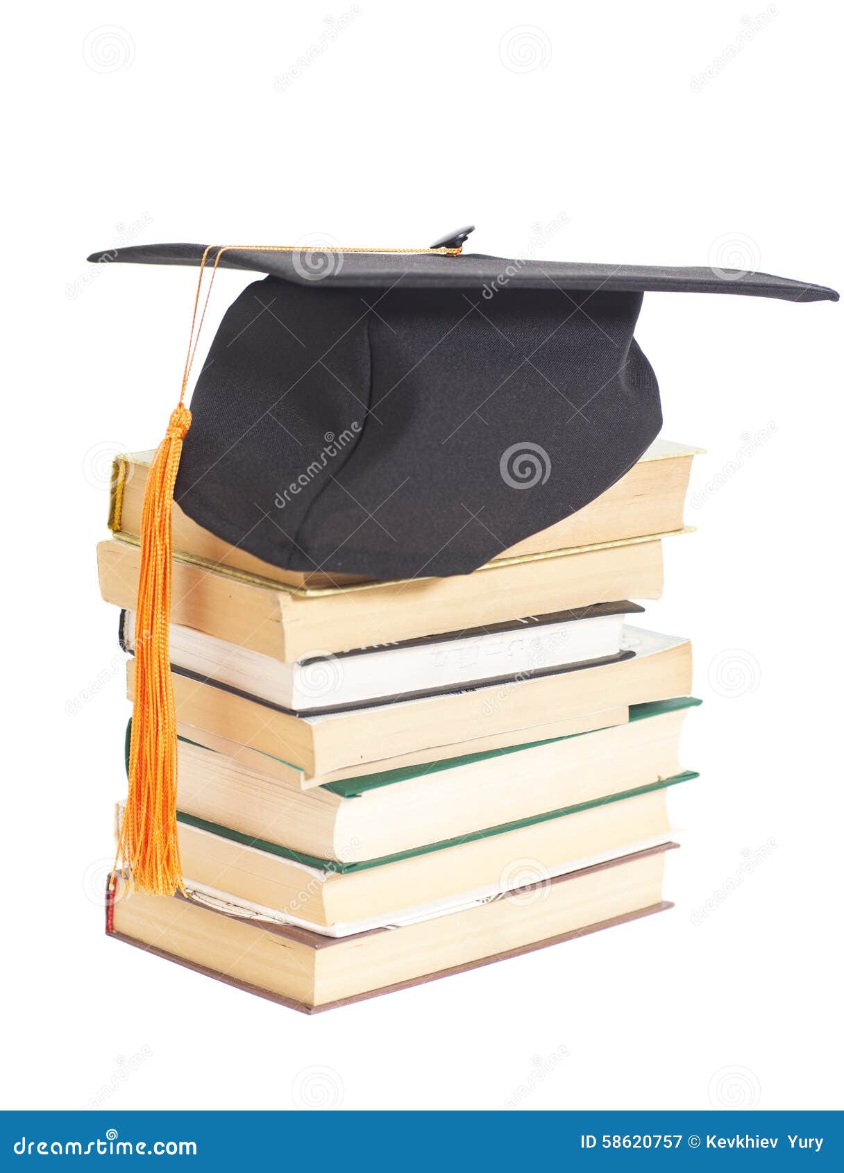 Graduation Hat with books stock image. Image of concept - 58620757