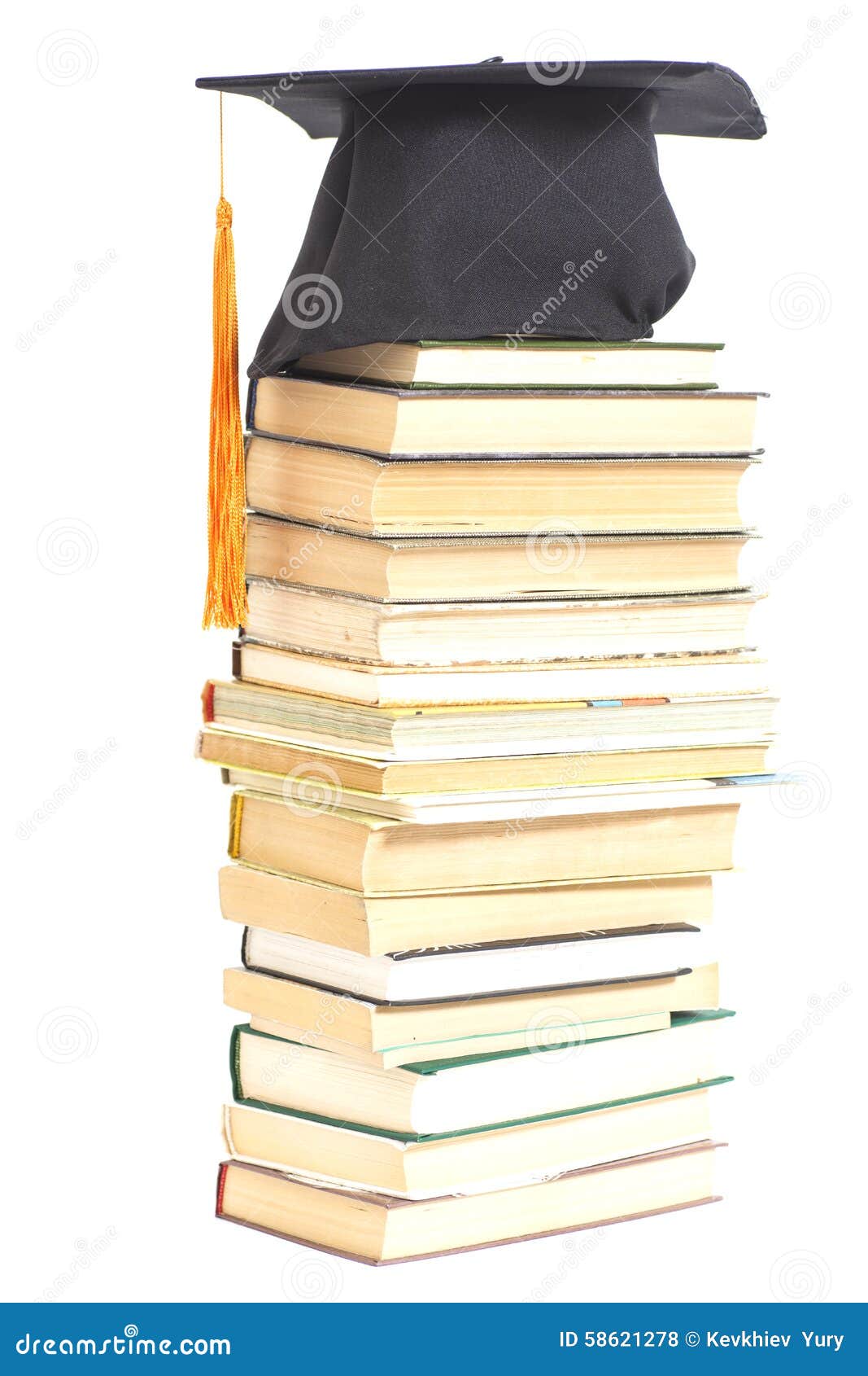 Graduation Hat with books stock photo. Image of intellect - 58621278
