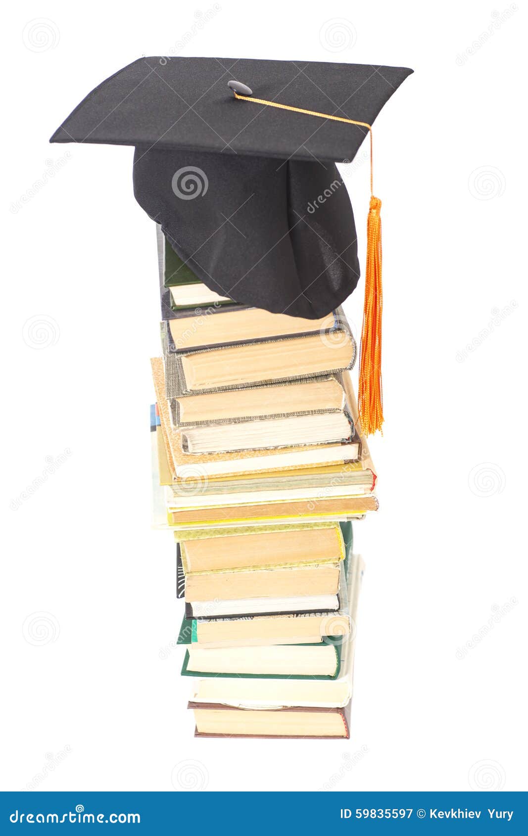 Graduation Hat with books stock image. Image of graduating - 59835597