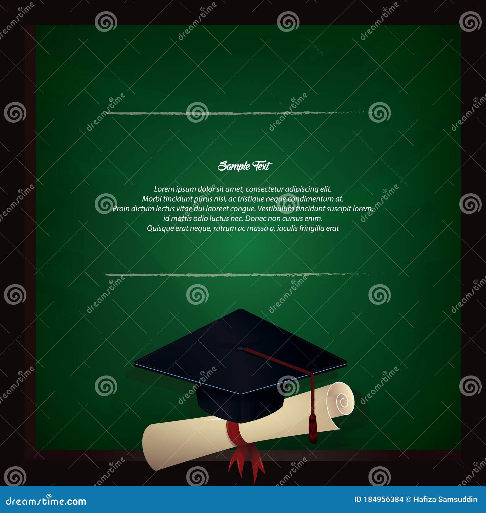 Graduation Hat and Certificate Frame. Vector Illustration Decorative ...