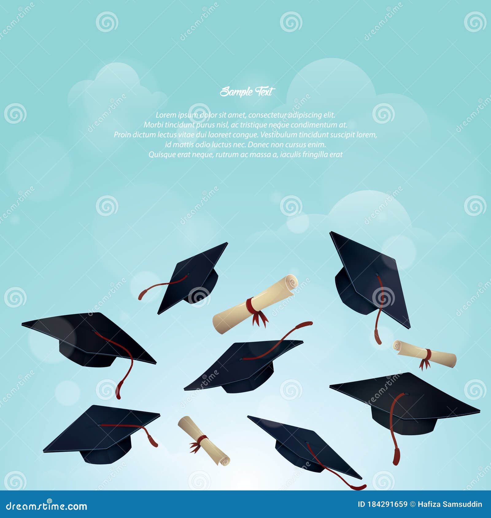 Graduation Hat and Certificate Poster. Vector Illustration Decorative ...