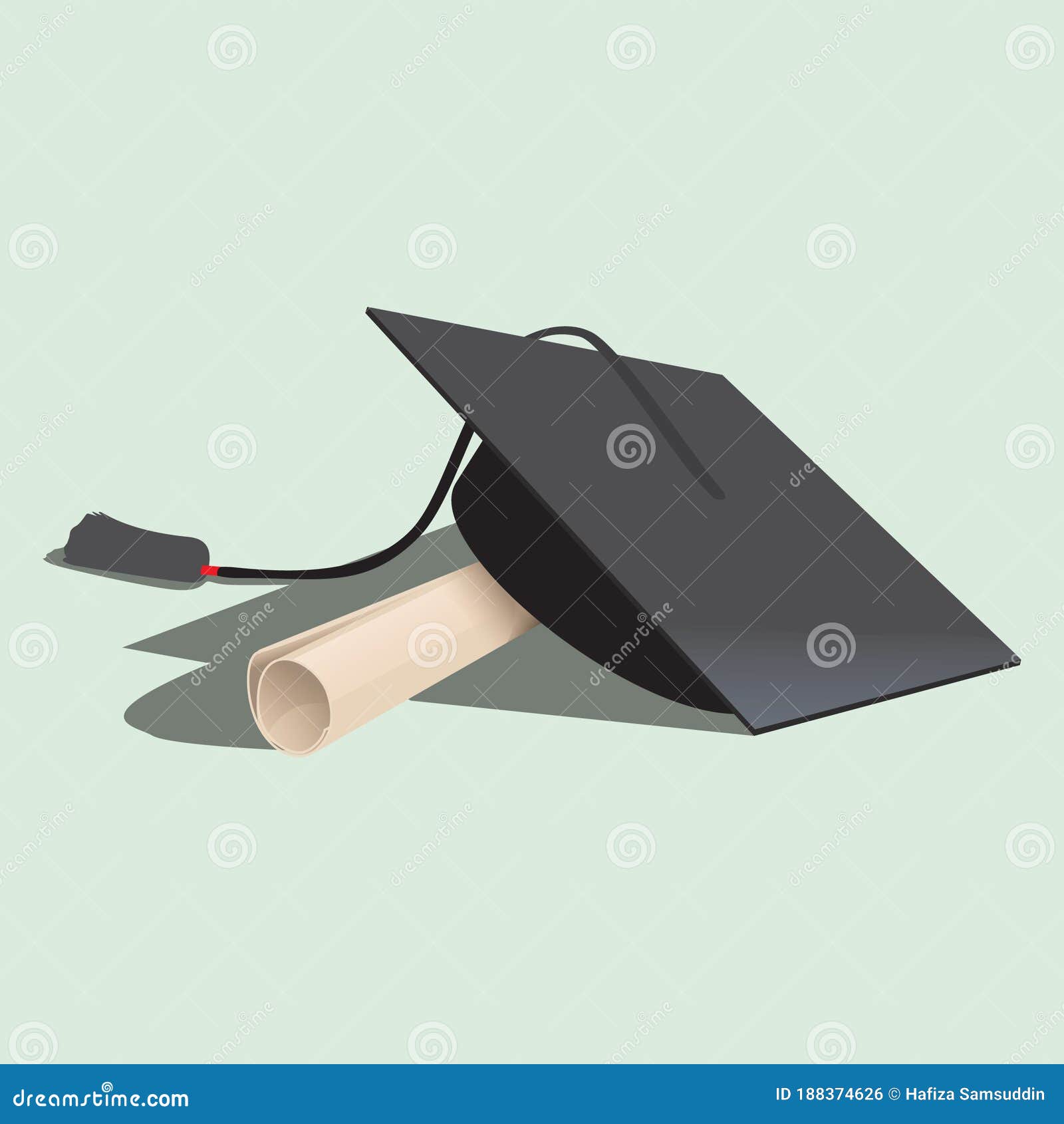 Graduation Hat and Certificate. Vector Illustration Decorative Design ...