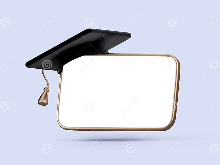 Graduation Hat on the Corner of Tablet. Mock-up, Copy Space for Your ...
