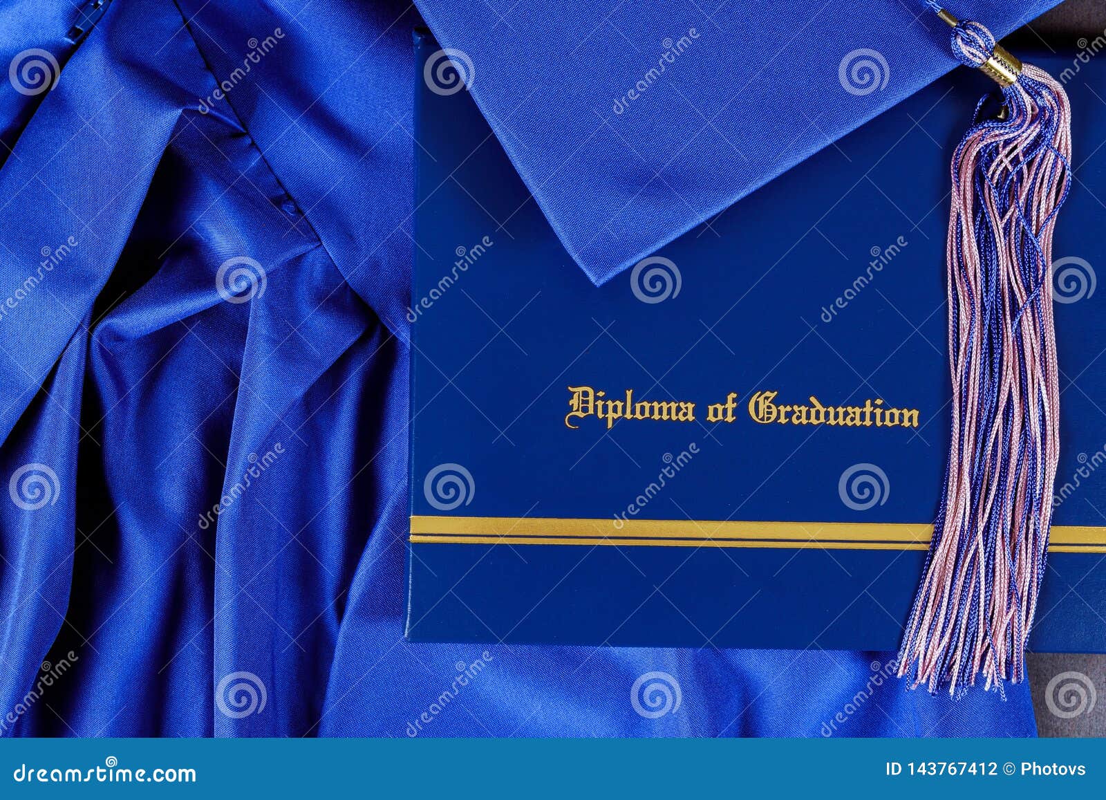 Graduation Hat and Diploma Certificate Front View Stock Photo - Image ...