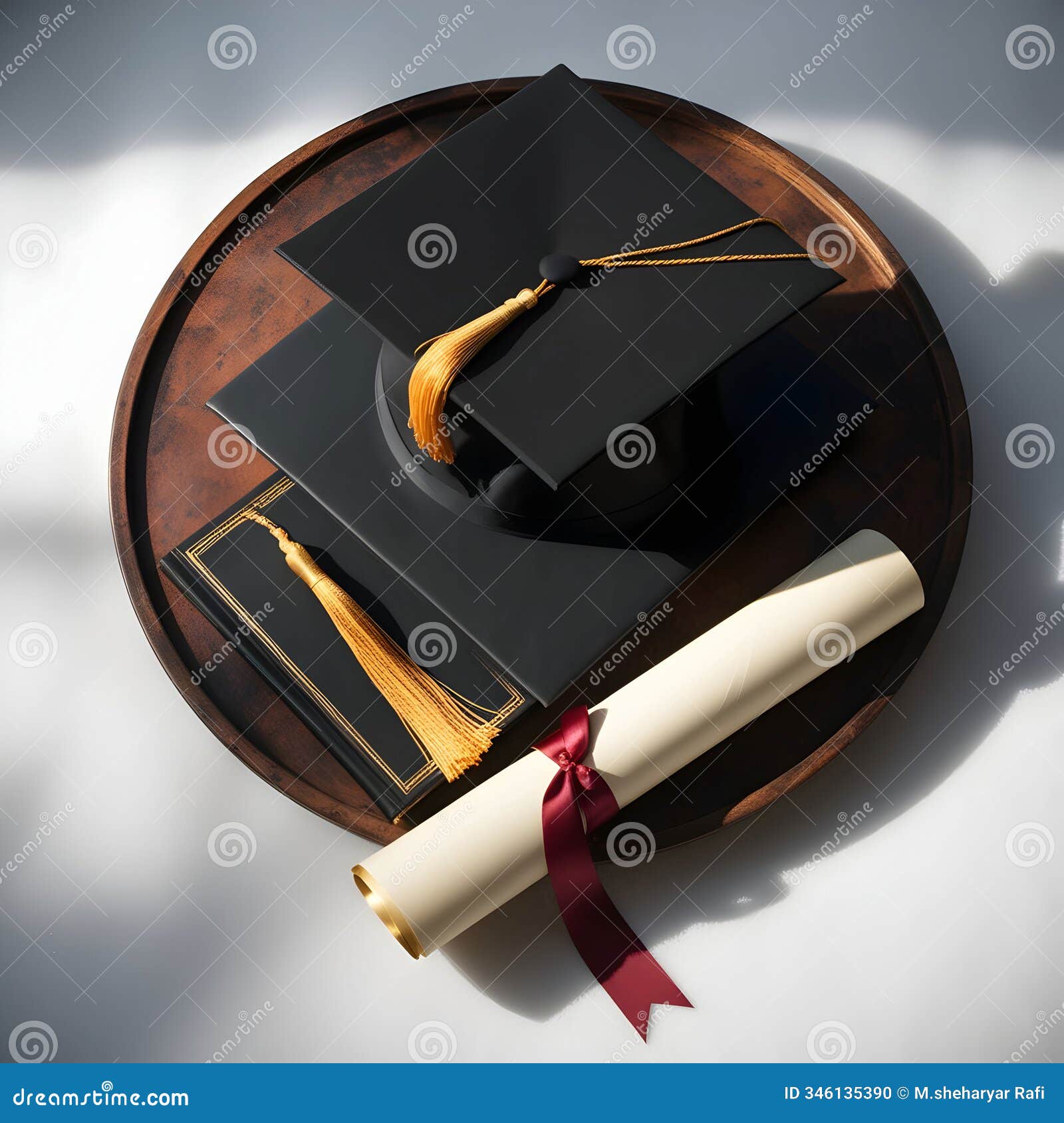 Graduation Hat, Diploma Scroll and Books Stock Illustration ...