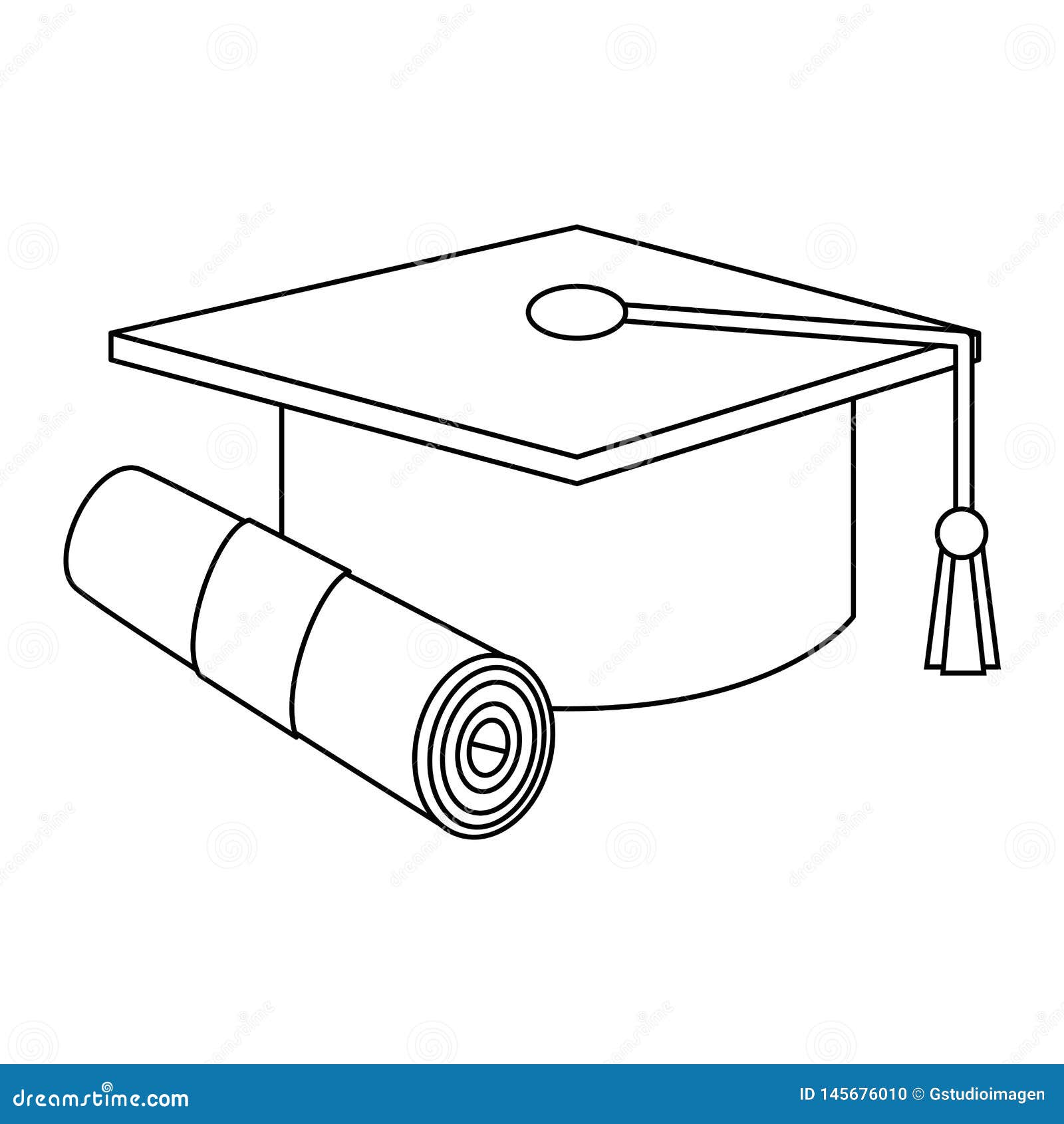 Graduation Hat with Diploma Stock Illustration - Illustration of ...