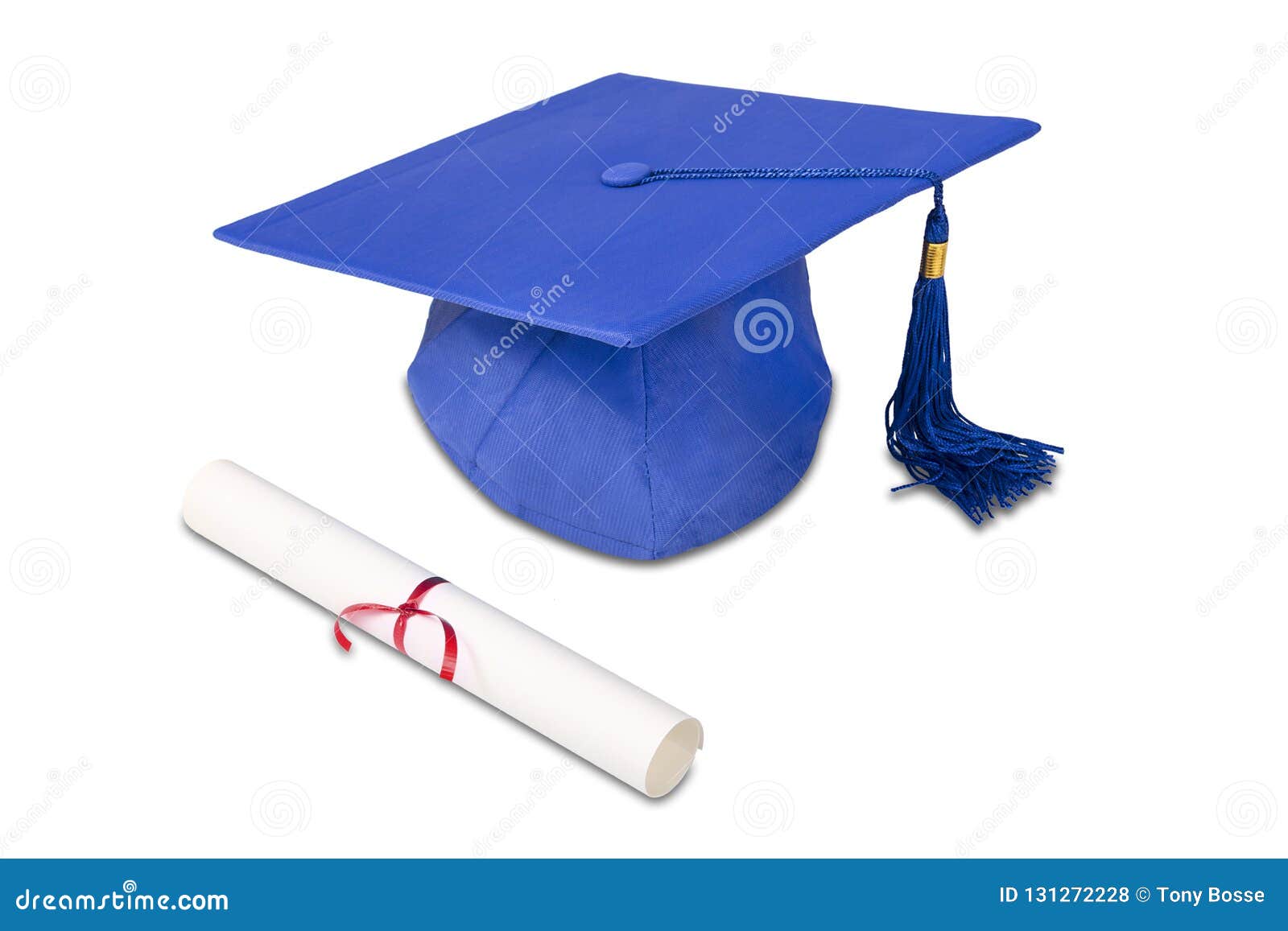Graduation Hat with Diploma Stock Photo - Image of smart, white: 131272228