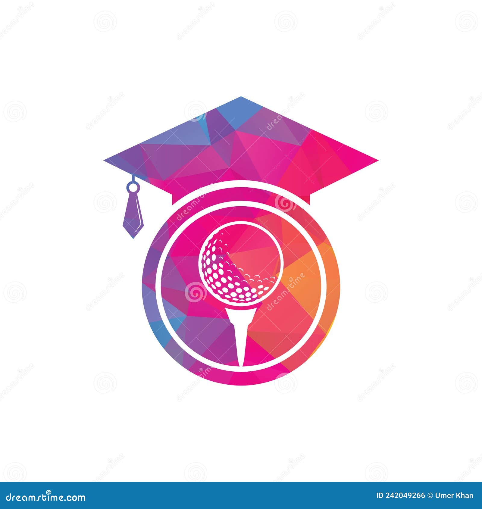 Graduation Hat and Golf Ball Logo Design. Stock Vector - Illustration ...