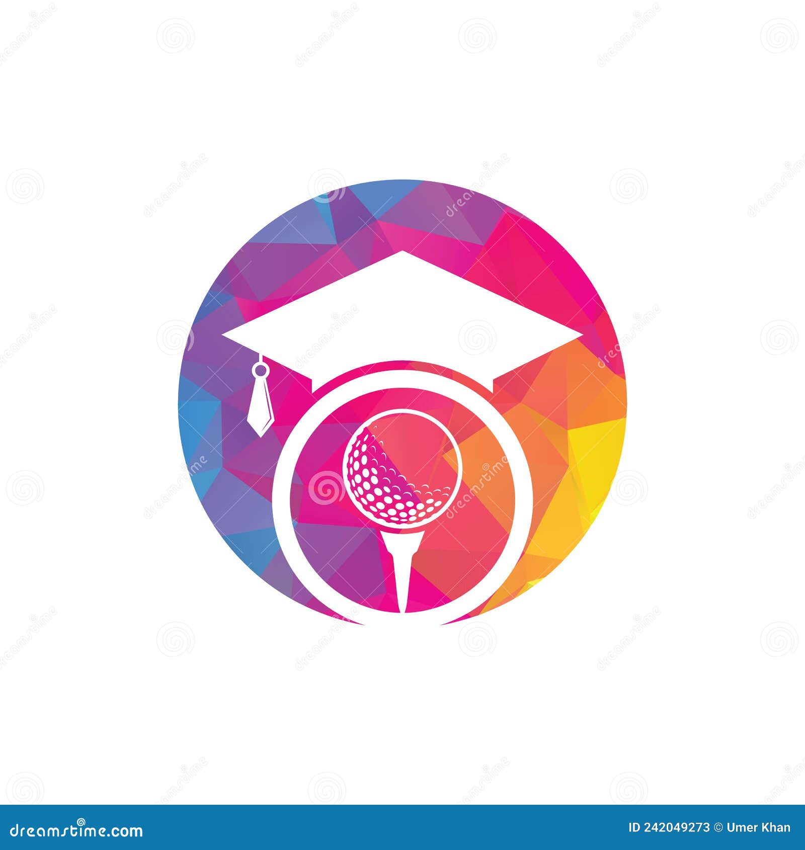 Graduation Hat and Golf Ball Logo Design. Stock Vector - Illustration ...