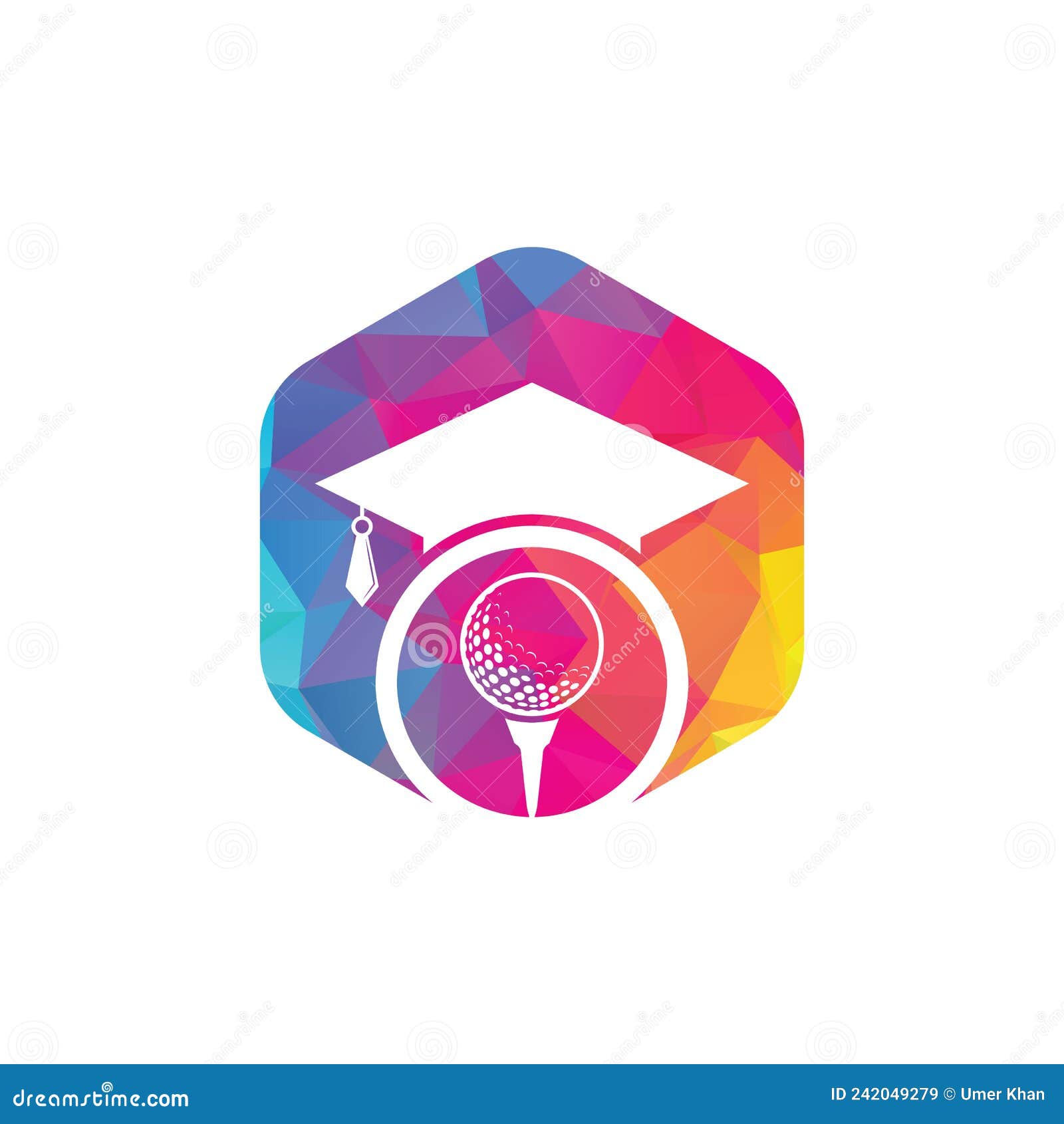 Graduation Hat and Golf Ball Logo Design. Stock Vector - Illustration ...
