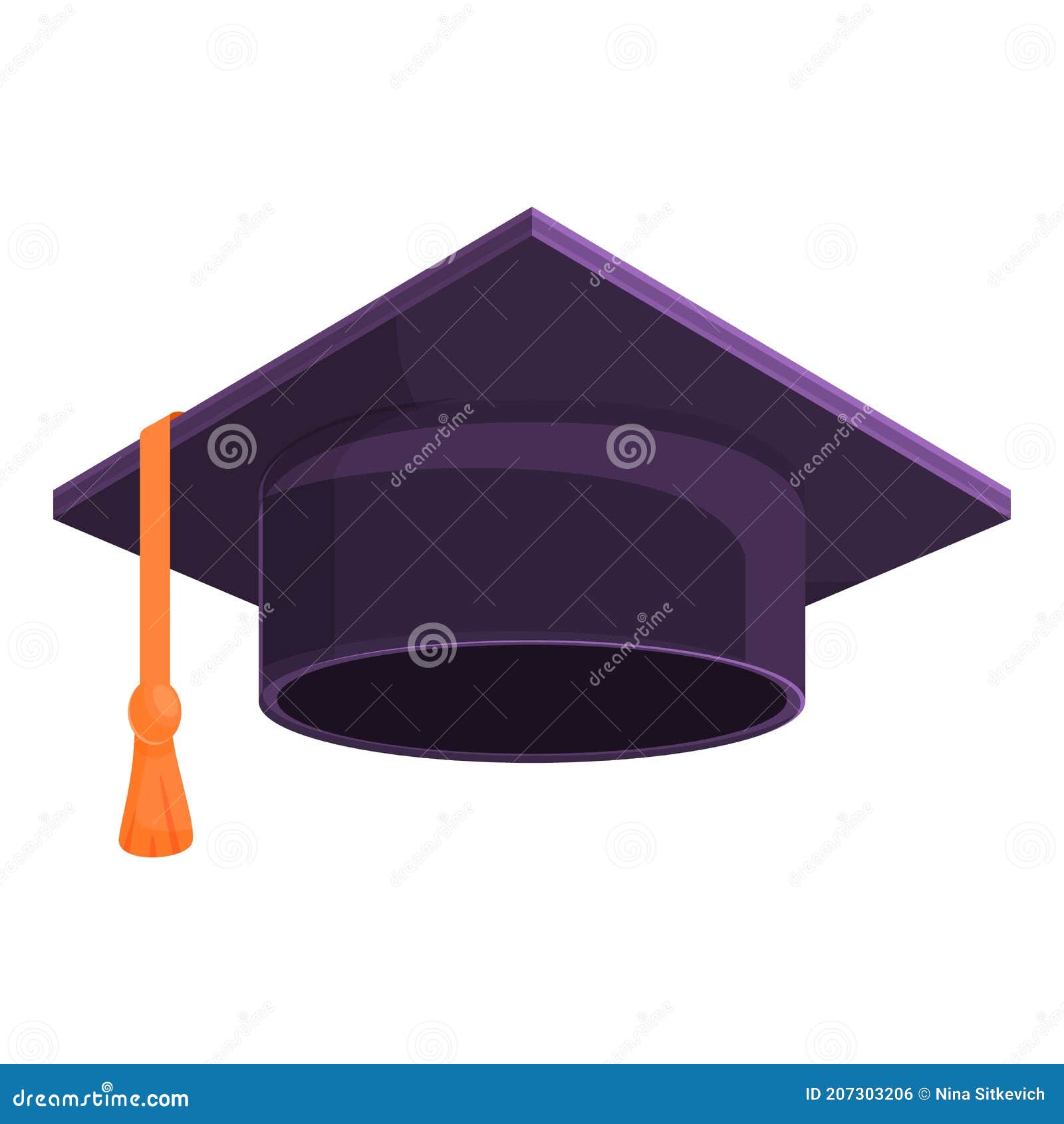 Graduation Hat Icon, Cartoon Style Stock Illustration - Illustration of ...