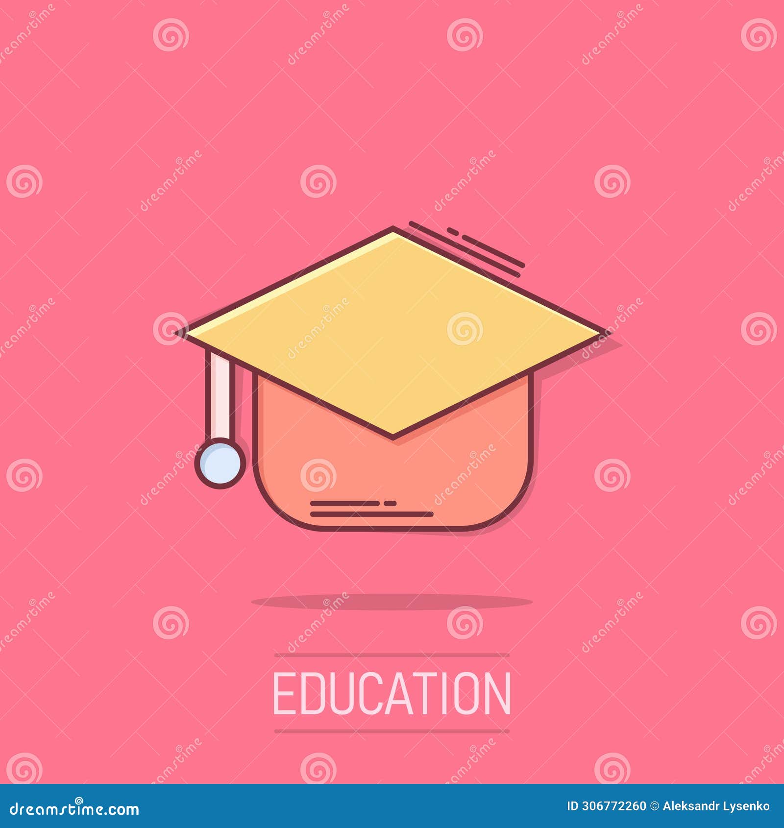Graduation Hat Icon in Comic Style. Student Cap Cartoon Vector ...