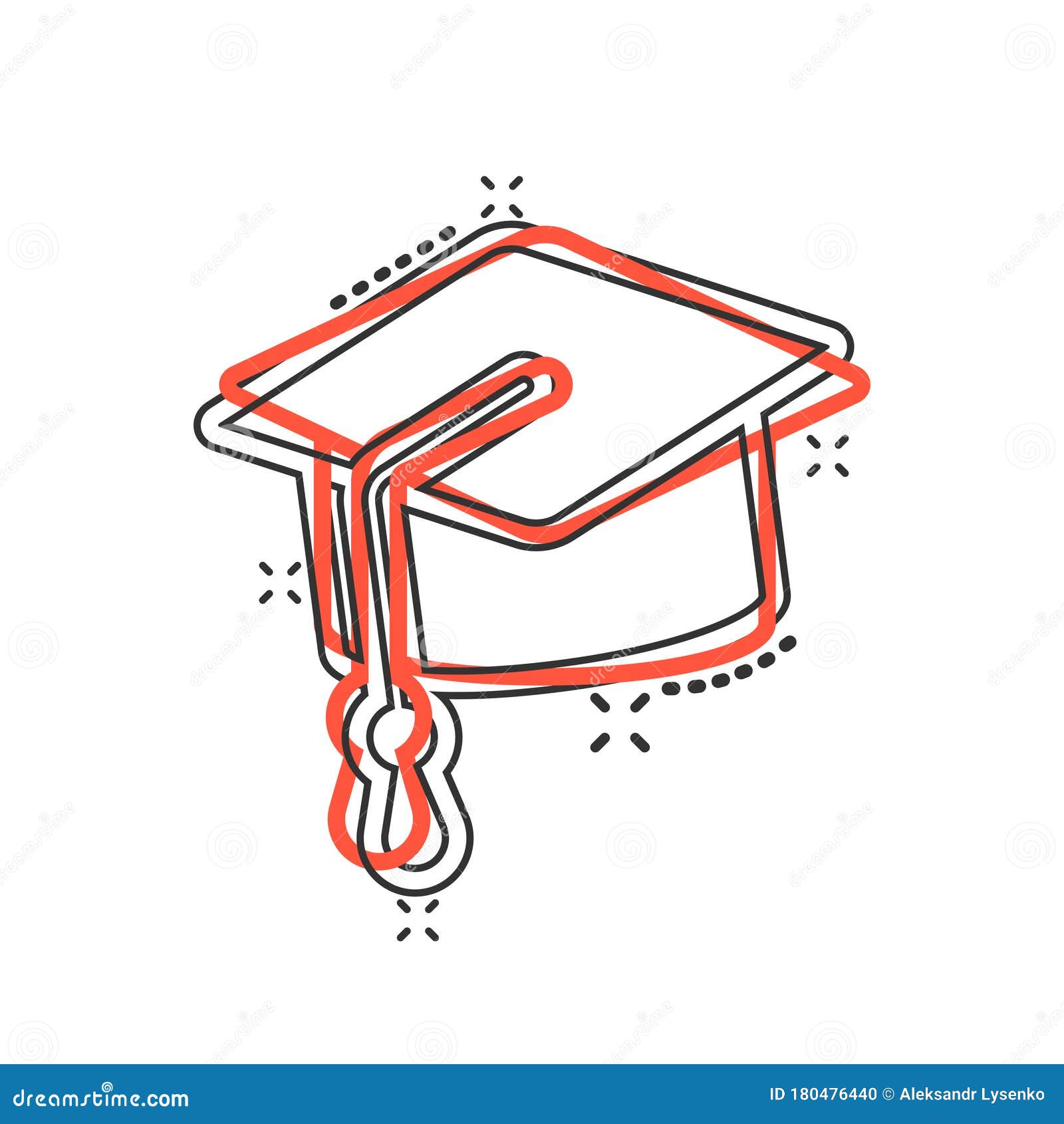 Graduation Hat Icon in Comic Style. Student Cap Cartoon Vector ...