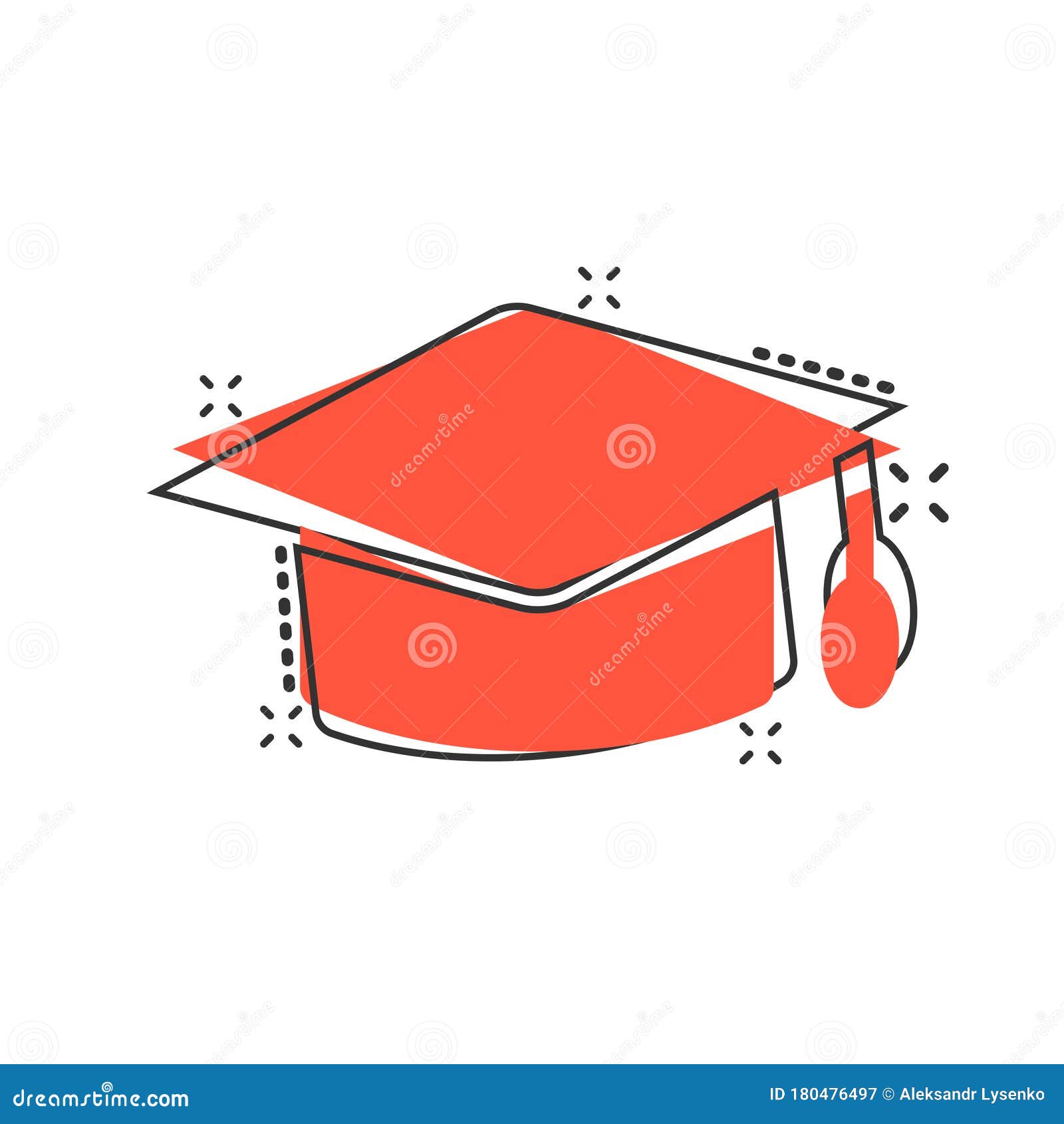 Graduation Hat Icon in Comic Style. Student Cap Cartoon Vector ...