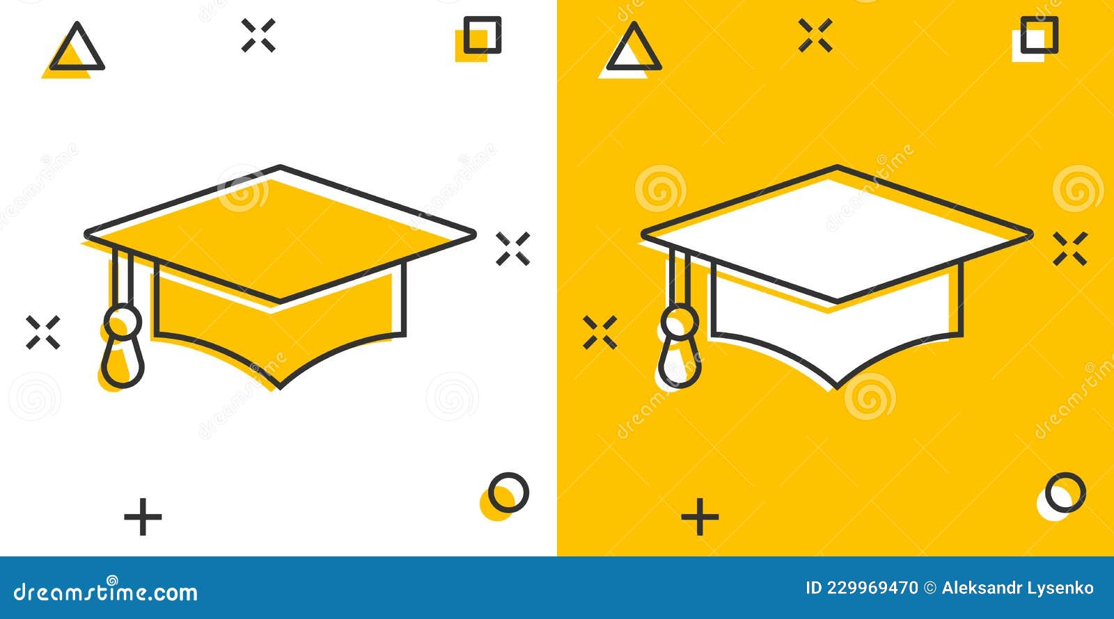 Graduation Hat Icon in Comic Style. Student Cap Cartoon Vector ...