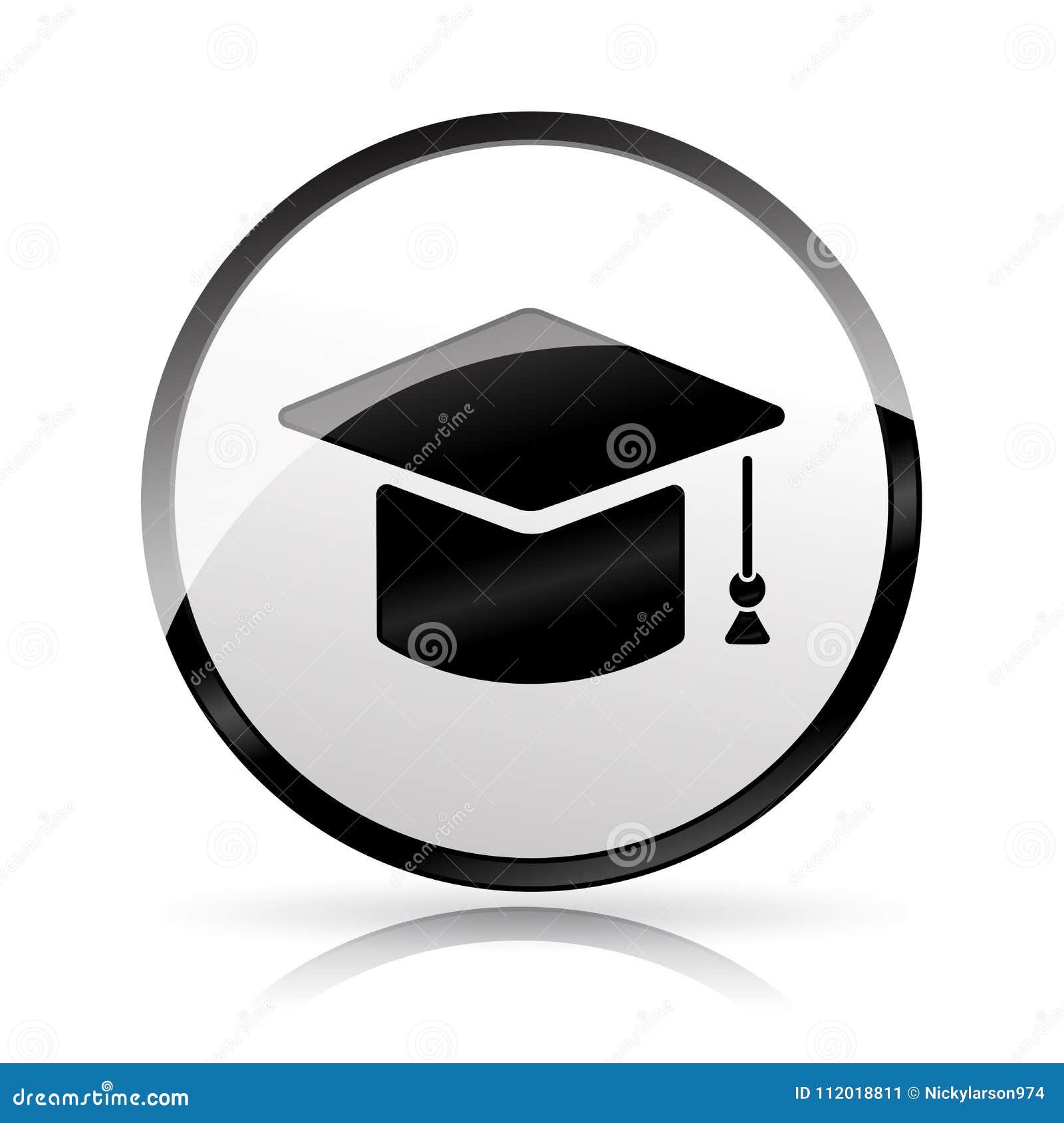 Graduation Hat Icon on White Background Stock Vector - Illustration of ...