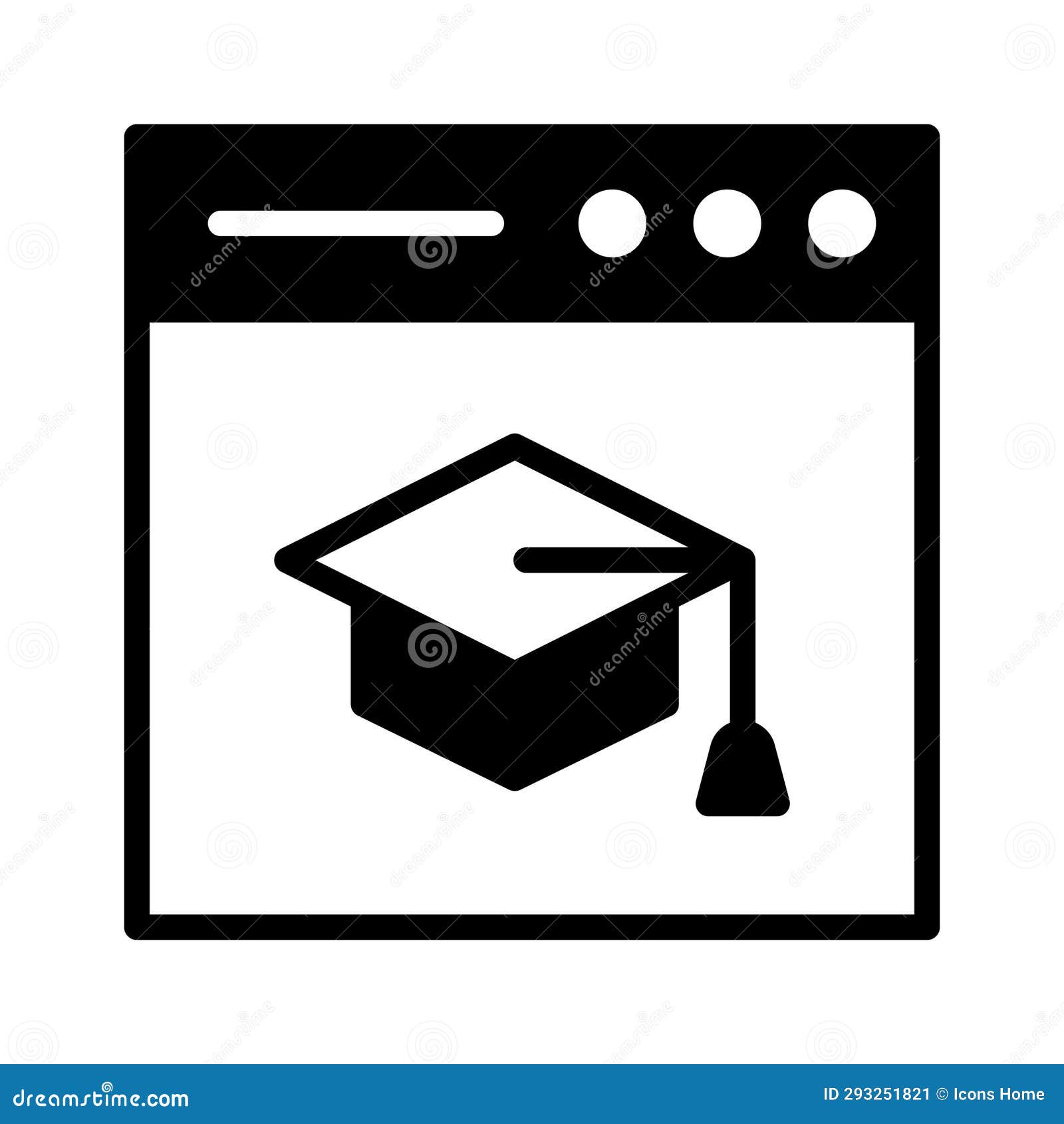 Graduation Hat Inside Computer Showing Concept Icon of Online Learning ...