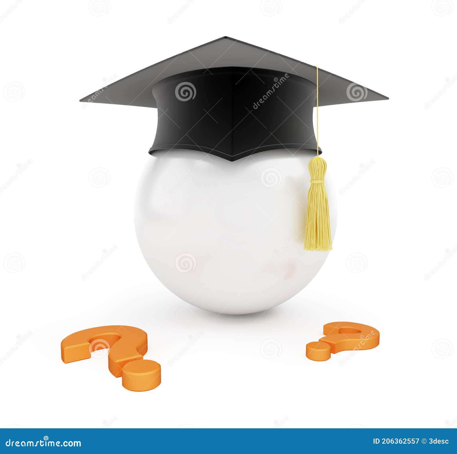 Graduation Hat Question Mark on a White Background 3D Illustration, 3D ...
