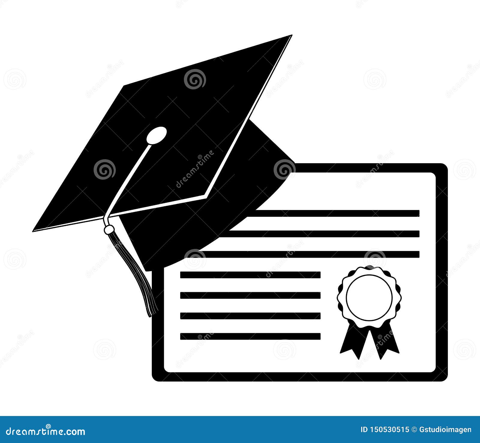 Graduation Hat and School Certificate Stock Illustration - Illustration ...